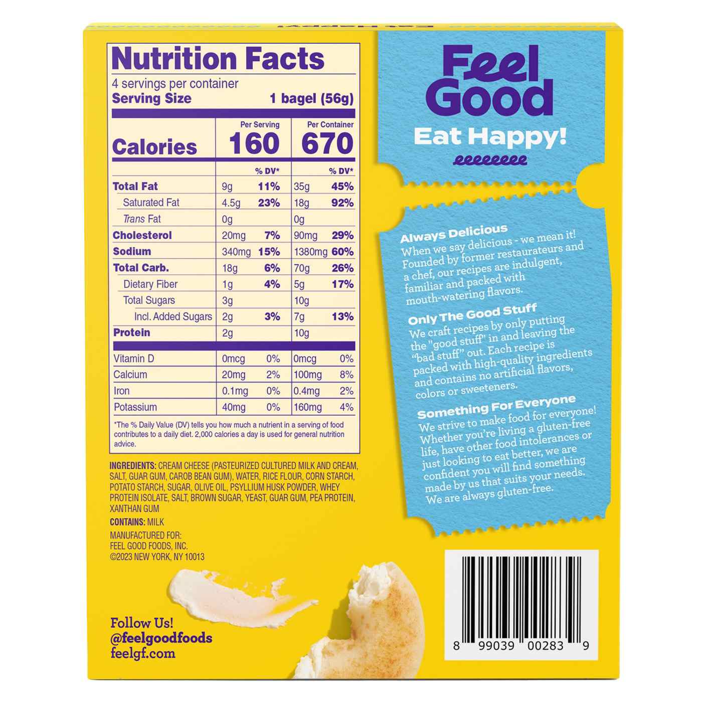 Feel Good Foods Cream Cheese Stuffed Plain Mini Bagels - Shop Bagels at ...