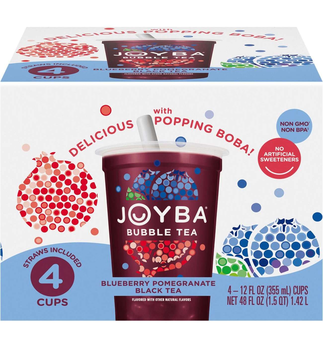 Joyba Bubble Tea - Blueberry Pomegranate Black Tea 4 pk Cups - Shop Tea ...