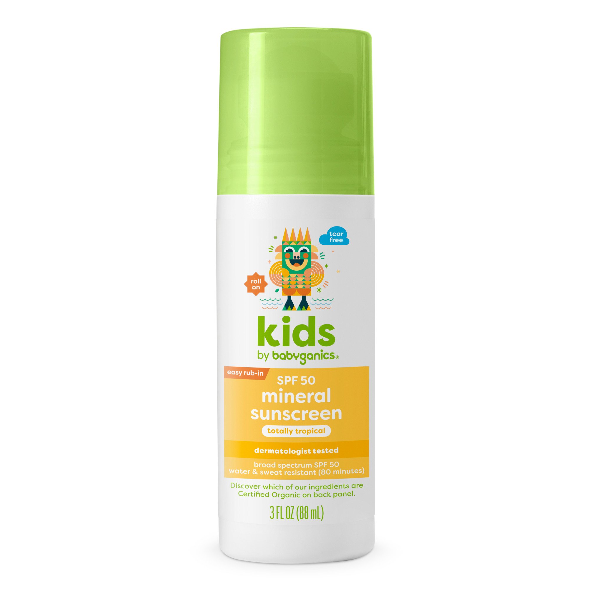 Babyganics Kids SPF 50 Mineral Sunscreen Roll On - Totally Tropical ...