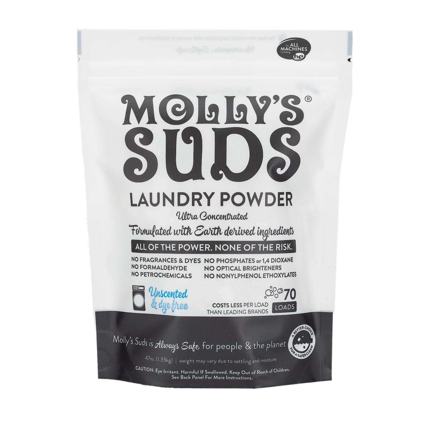 Molly's Suds Ultra Concentrated HE Powder Laundry Detergent, 70 Loads ...