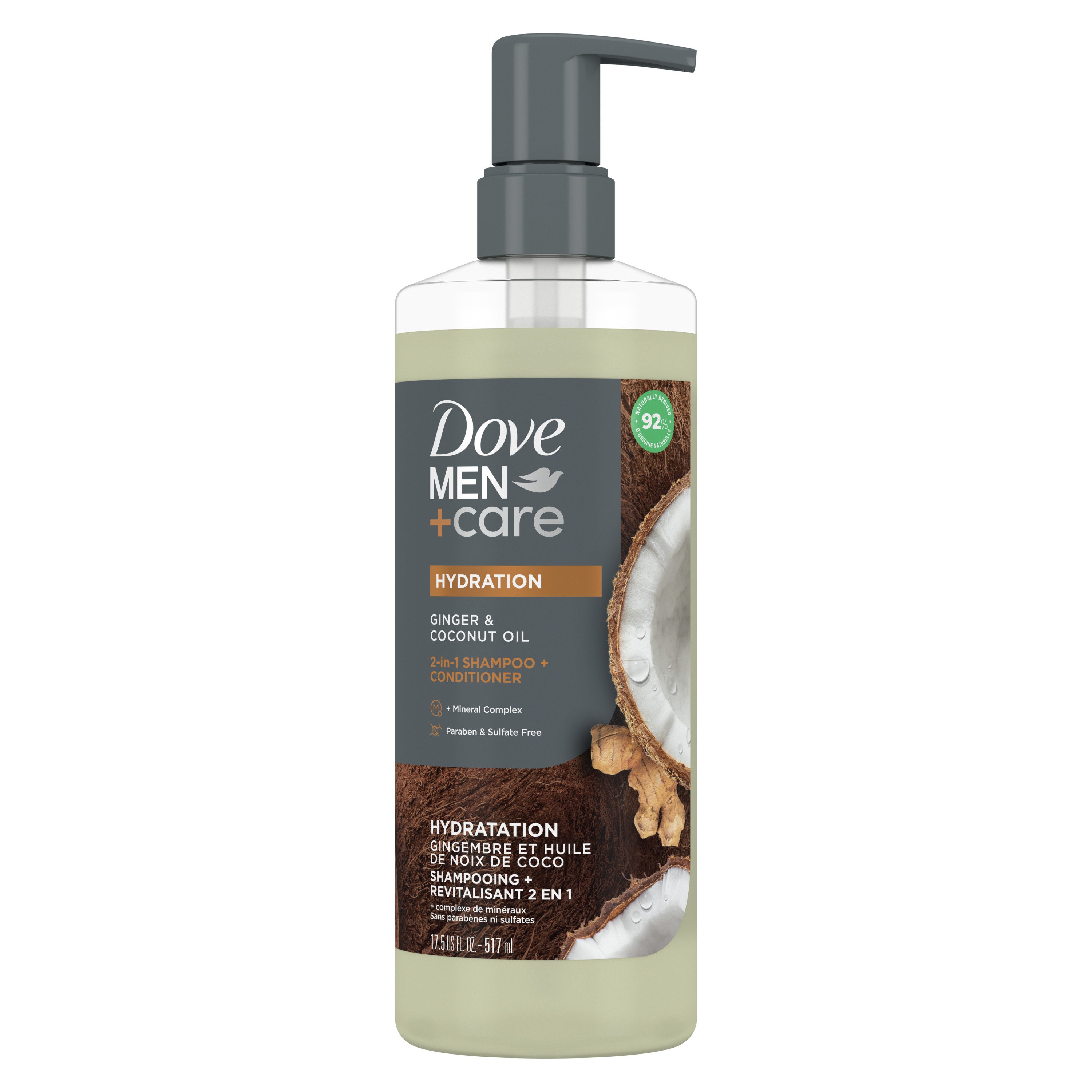 Dove Men+Care Hydration 2 In 1 Shampoo + Conditioner - Ginger & Coconut ...