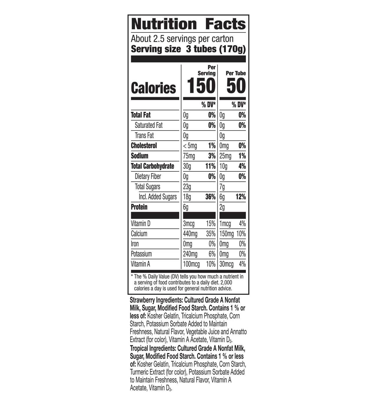 Yoplait GoGurt Low-Fat Tropical Sunglow and Strawberry Razzamatazz ...
