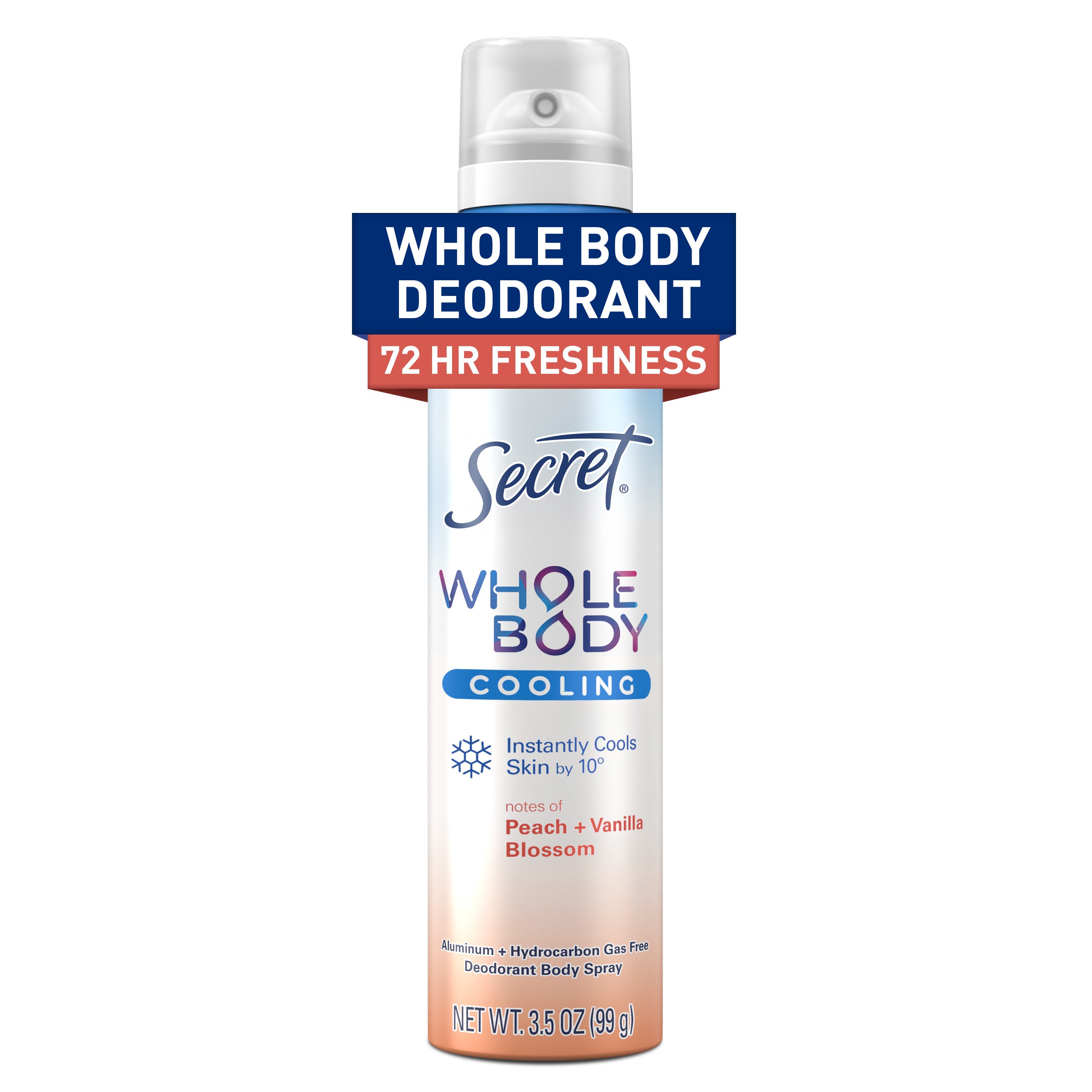 Secret Whole Body Aluminum Free Deodorant Body Spray - Peach & Vanilla ...