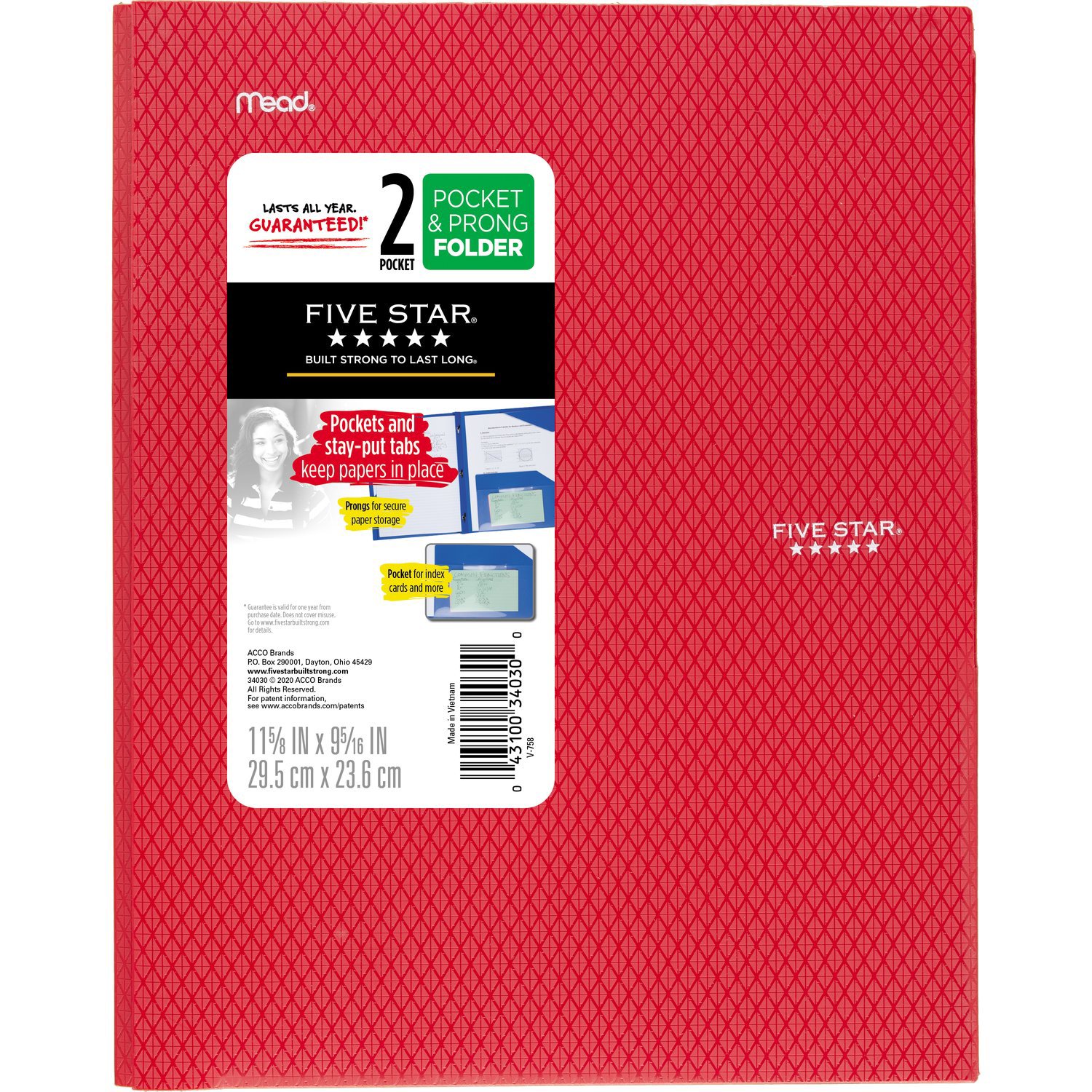 Five Star Stay Put Pocket & Prong Folder - Red - Shop Folders at H-E-B