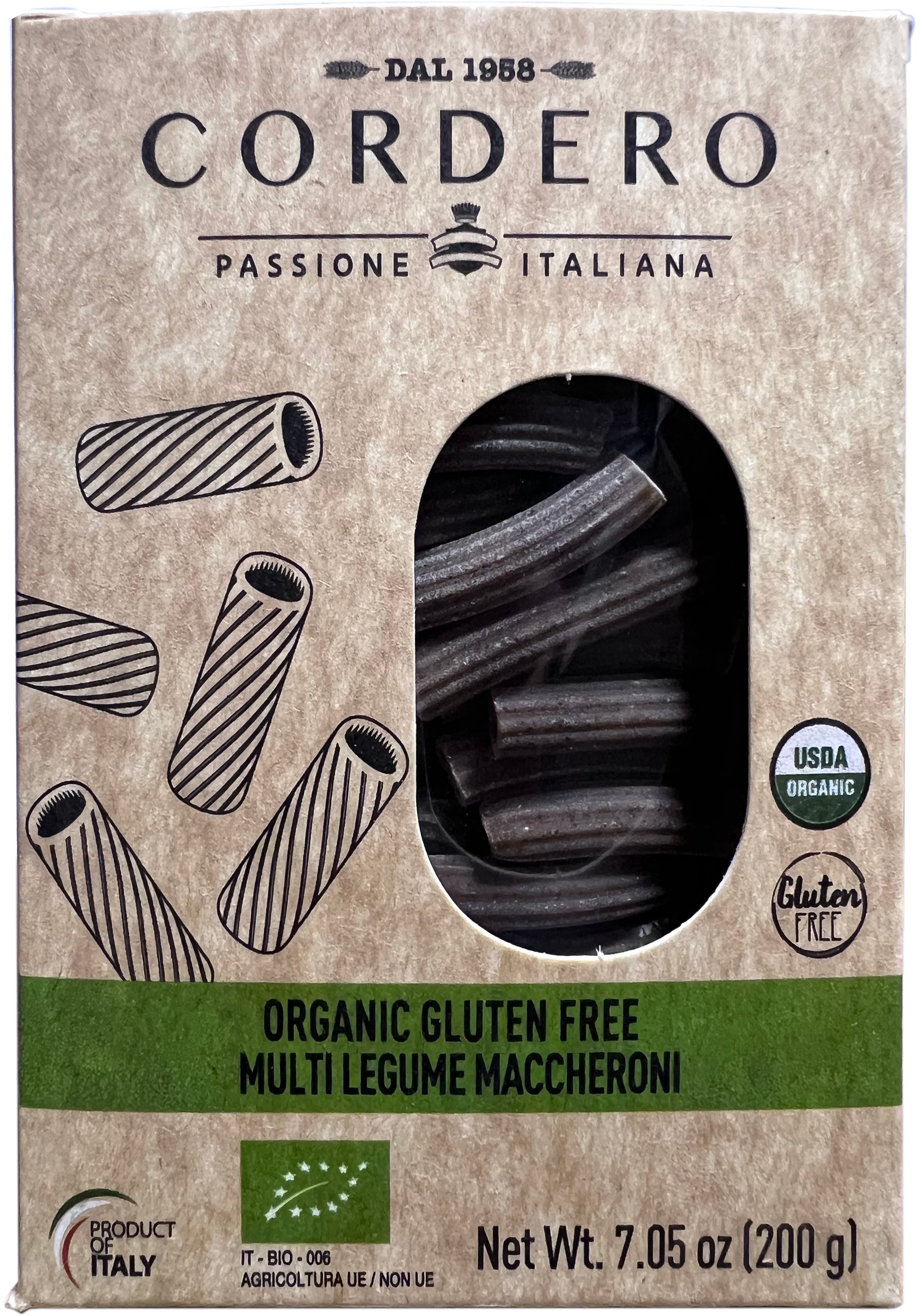 Cordero Organic Gluten Free Multi Legume Maccheroni, 7.05 oz | Central ...