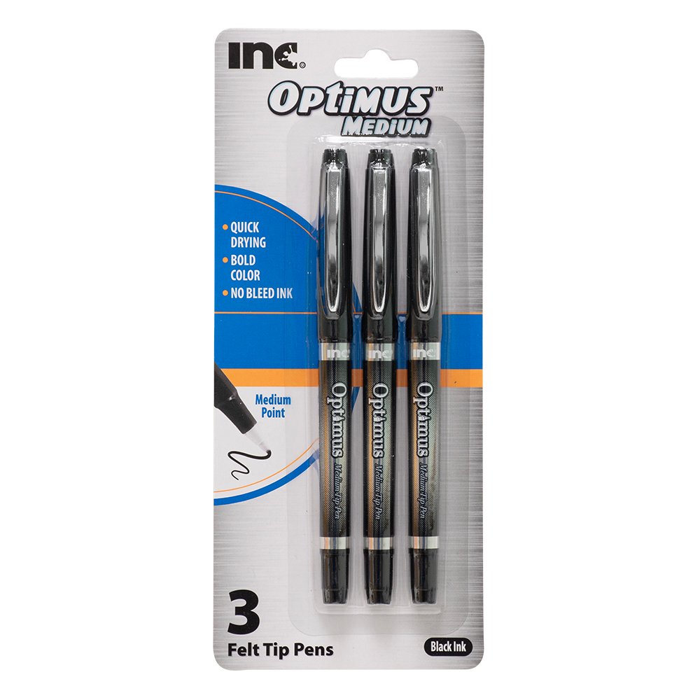 Inc Optimus Medium Felt Tip Pens - Black Ink - Shop Pens at H-E-B