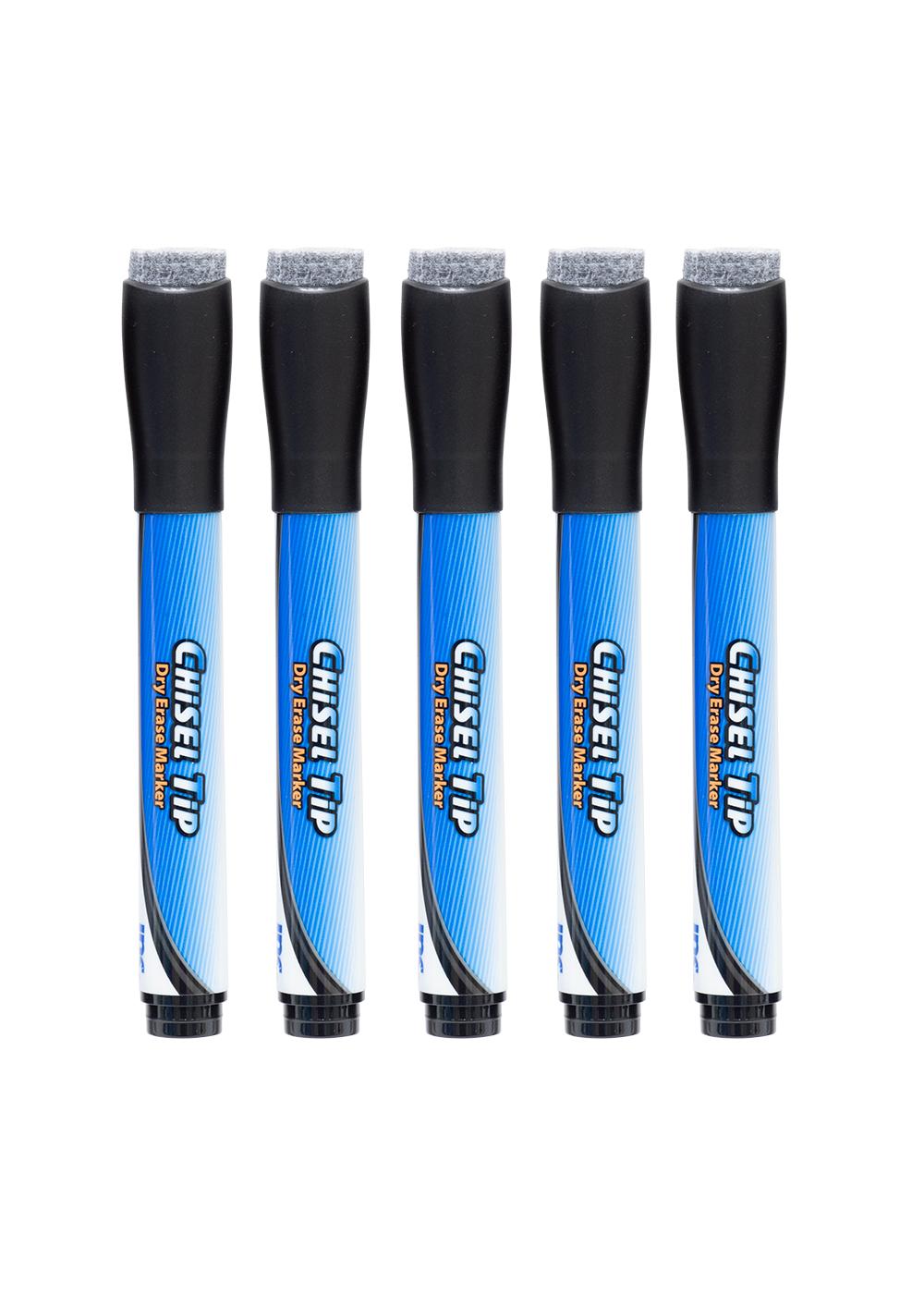 Inc Chisel Tip Magnetic Dry Erase Markers with Erasers - Black Ink ...