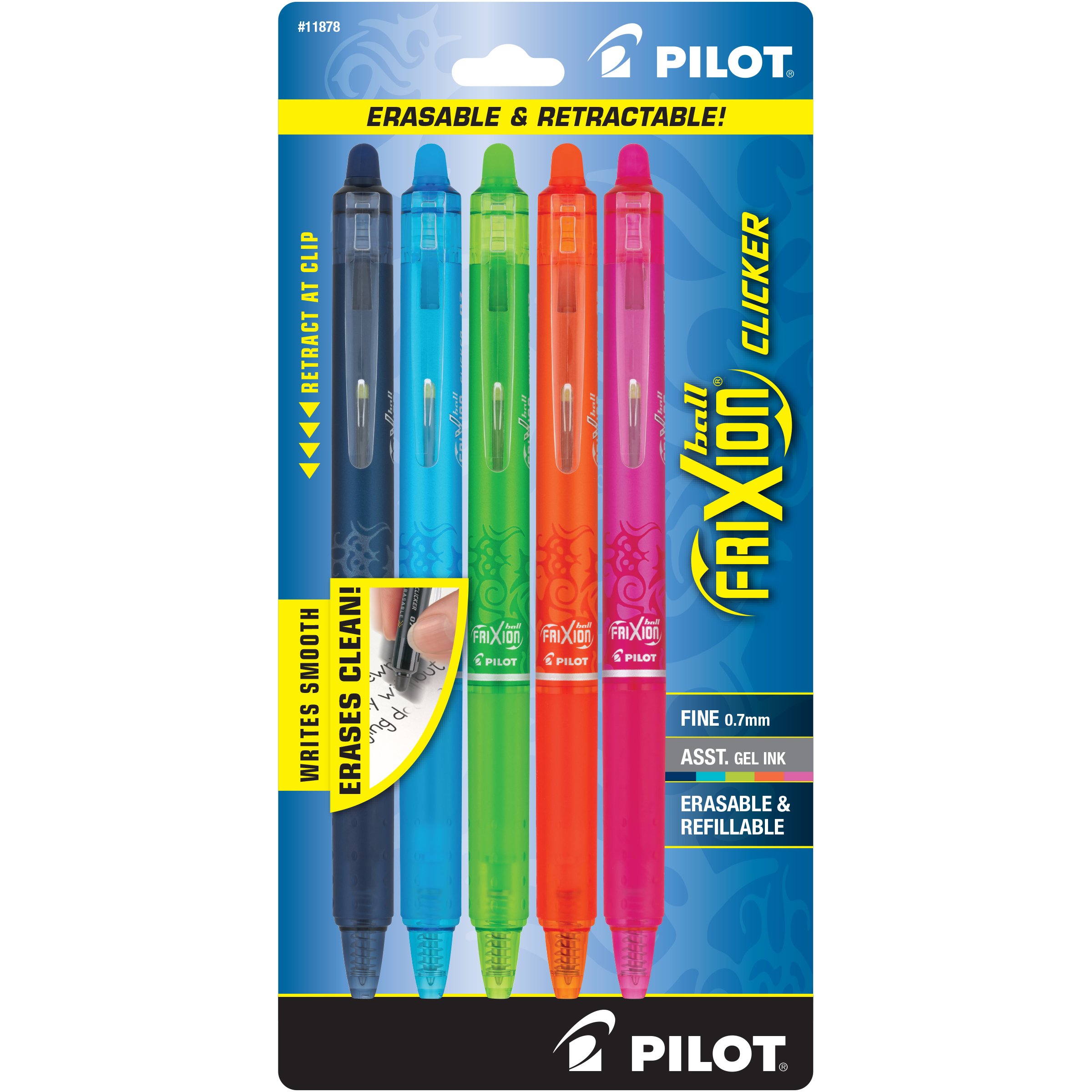 Pilot FriXion Clicker 0.7mm Gel Pens - Assorted Ink - Shop Pens at H-E-B