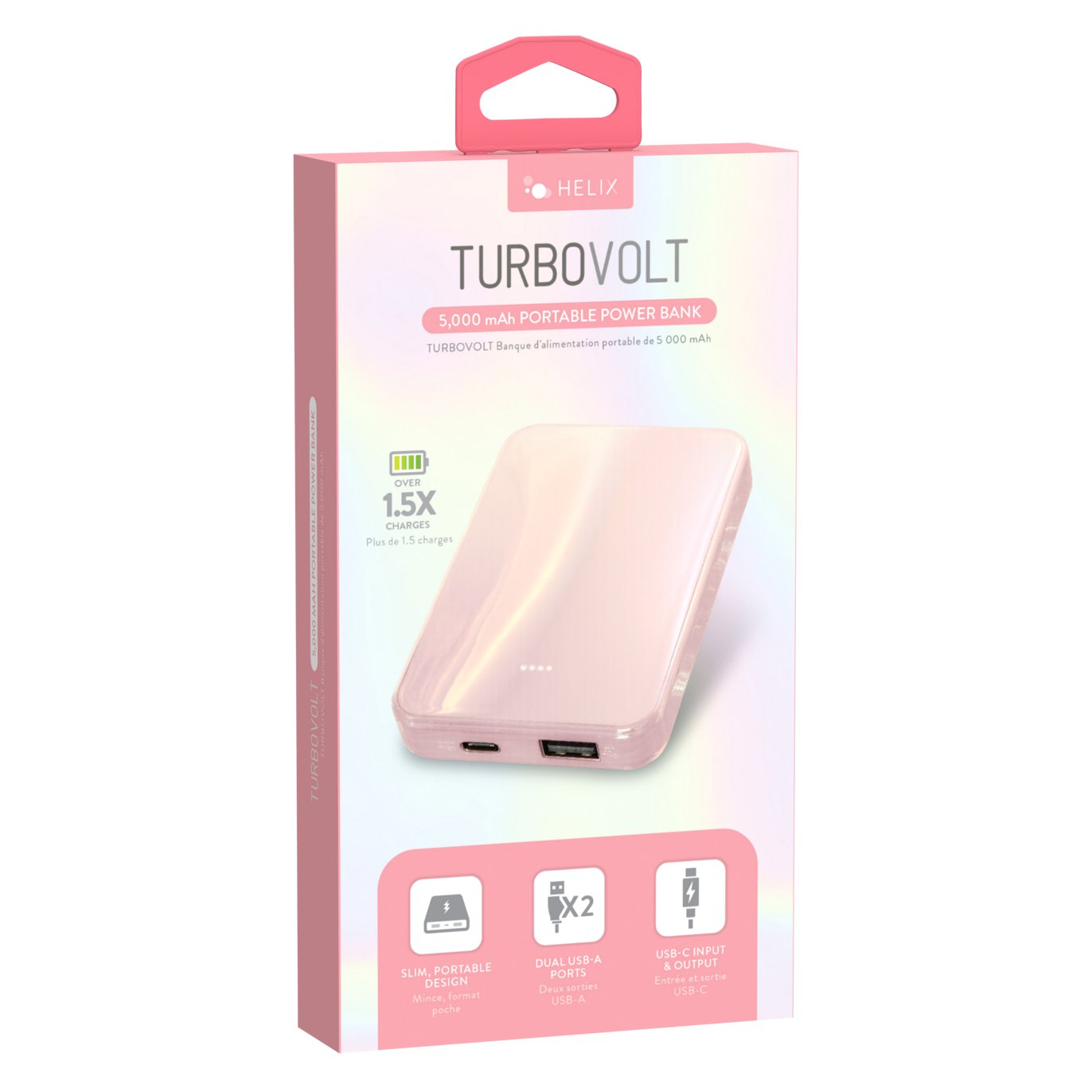 Helix TurboVolt 5,000 mAh Portable Power Bank - Pink - Shop External ...