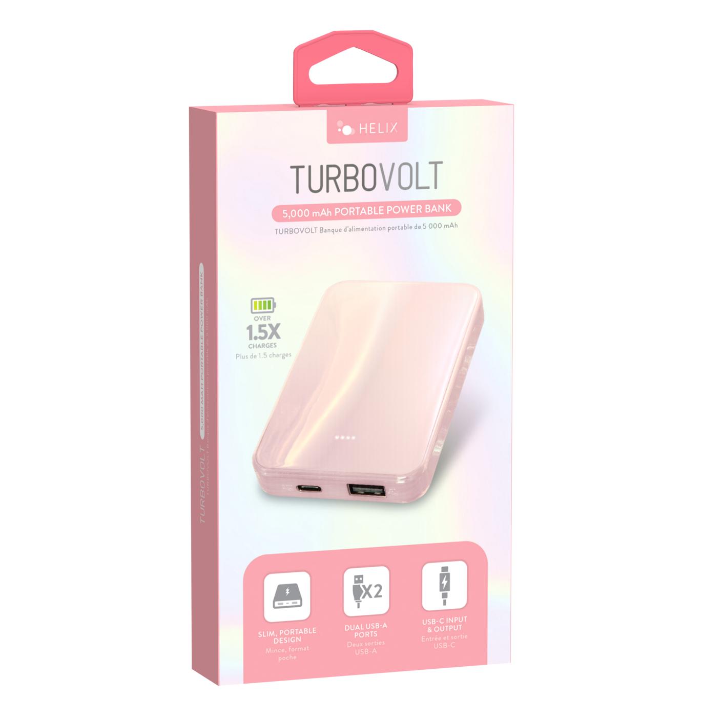Helix TurboVolt 5,000 mAh Portable Power Bank - Pink - Shop External ...