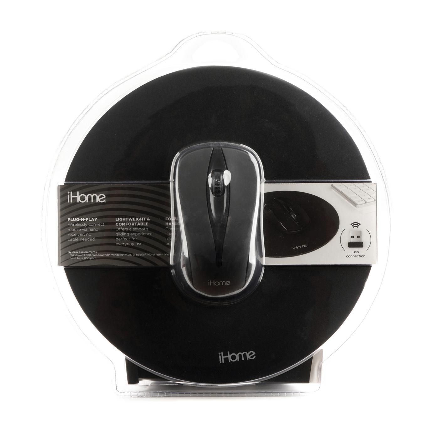 iHome Wireless Mouse & Round Mousepad Bundle - Black - Shop Keyboards ...