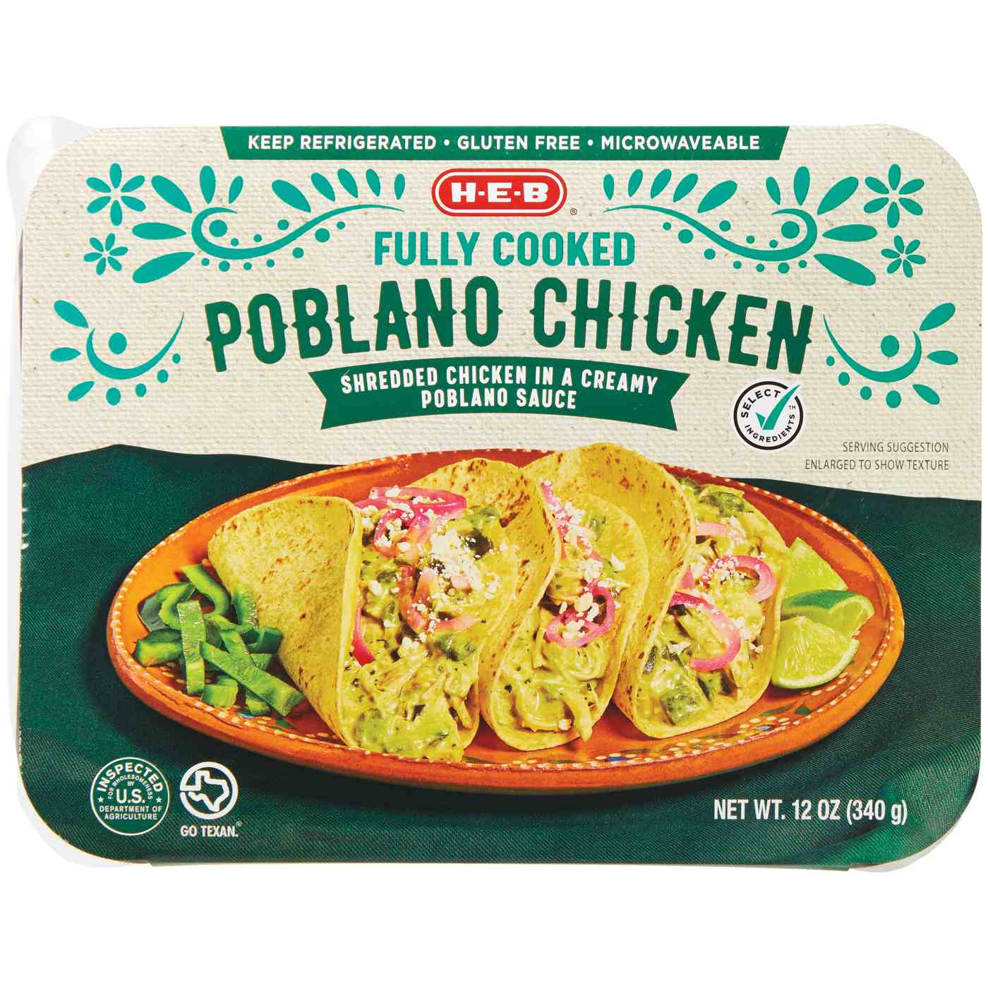 H-E-B Fully Cooked Shredded Poblano Chicken - Shop Entrees & sides at H-E-B