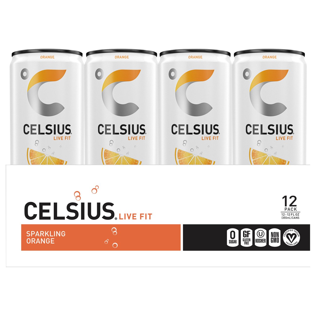 Celsius Sparkling Zero Sugar Energy Drinks 12 pk Cans - Orange - Shop ...