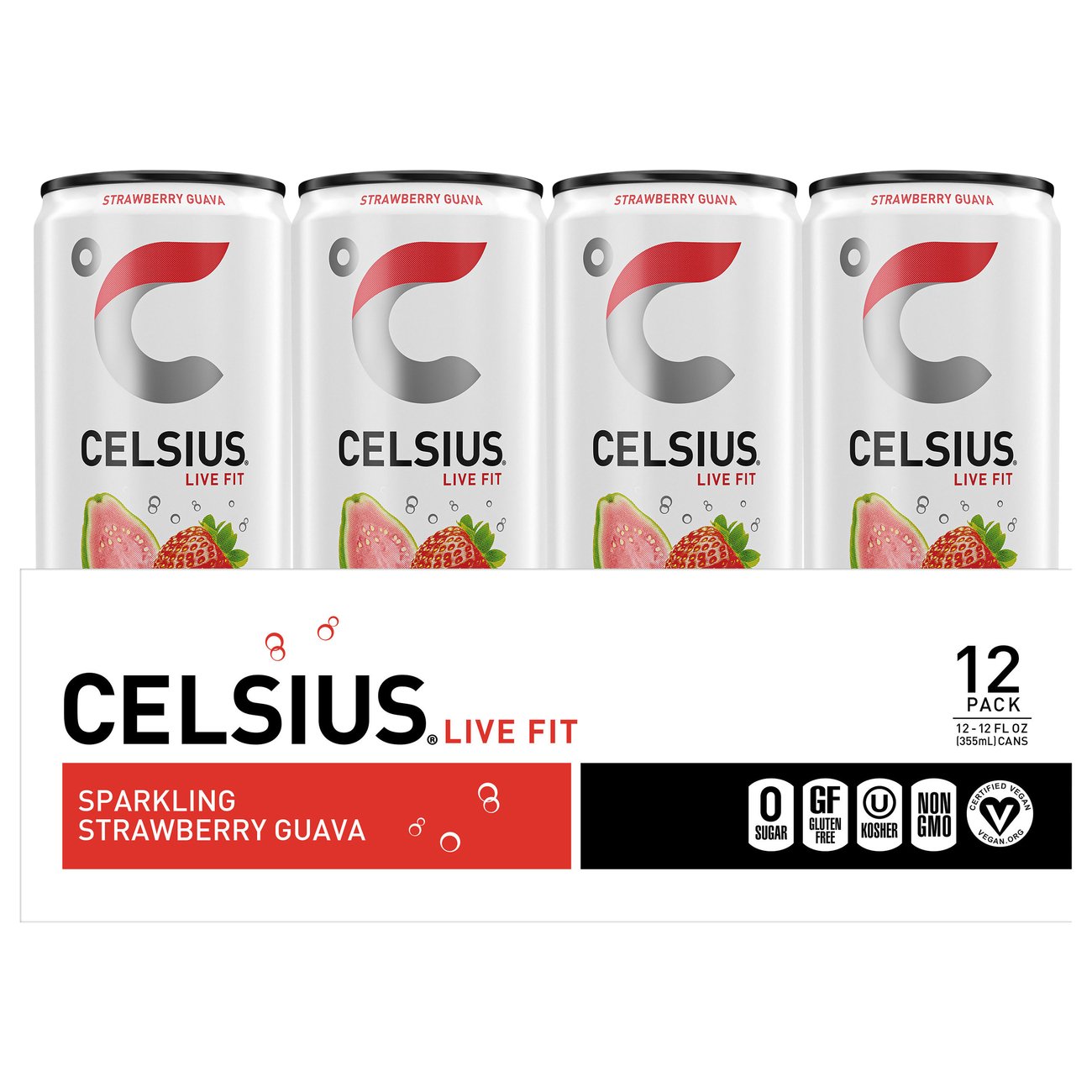 Celsius Sparkling Energy Drink - Strawberry Guava, 12 Pk - Shop Sports ...