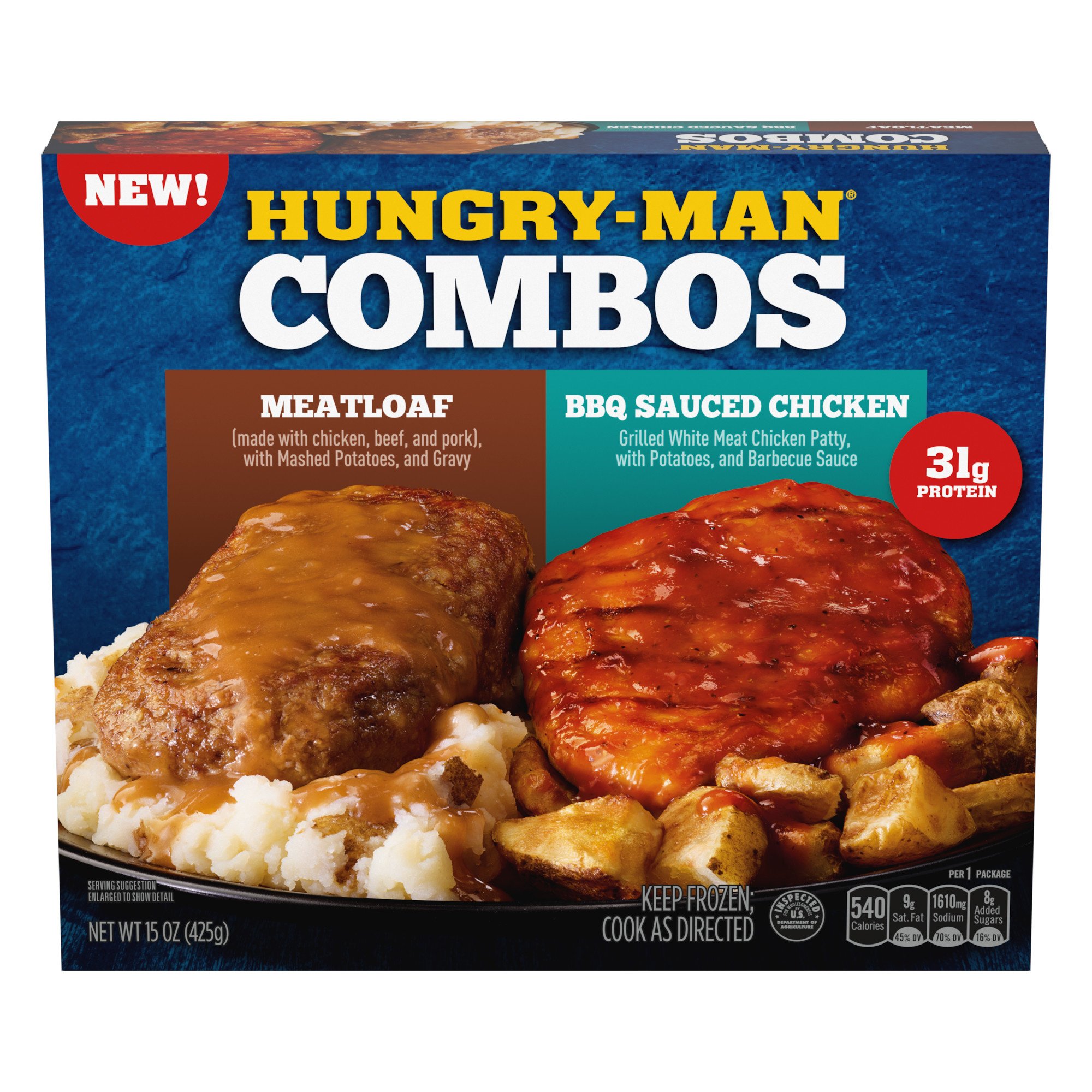 Hungry-Man Combos Meatloaf & BBQ Chicken - Shop Entrees & sides at H-E-B