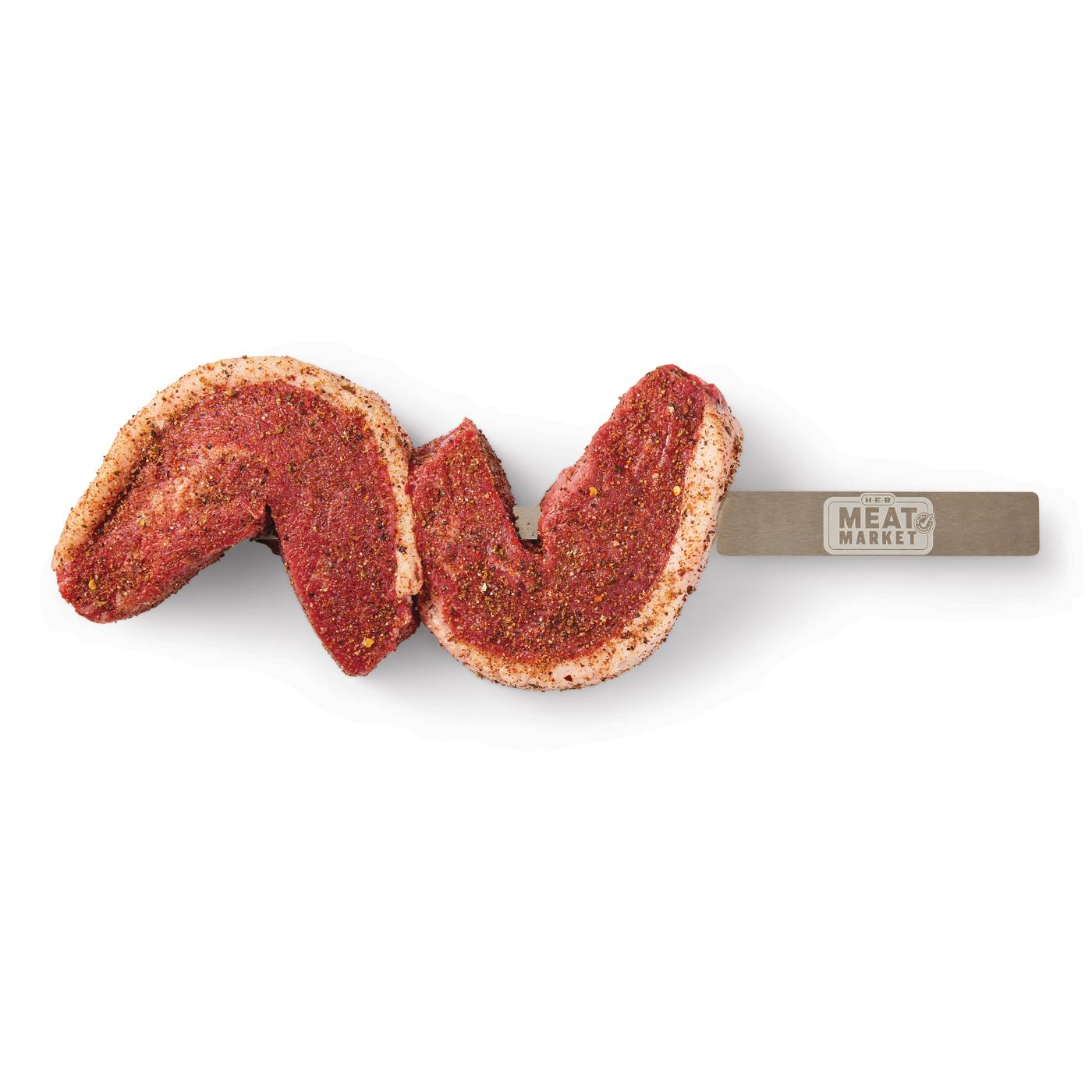 H-E-B Meat Market Seasoned Beef Picanha Steak Skewer - 5 Pepper 5 Salt ...