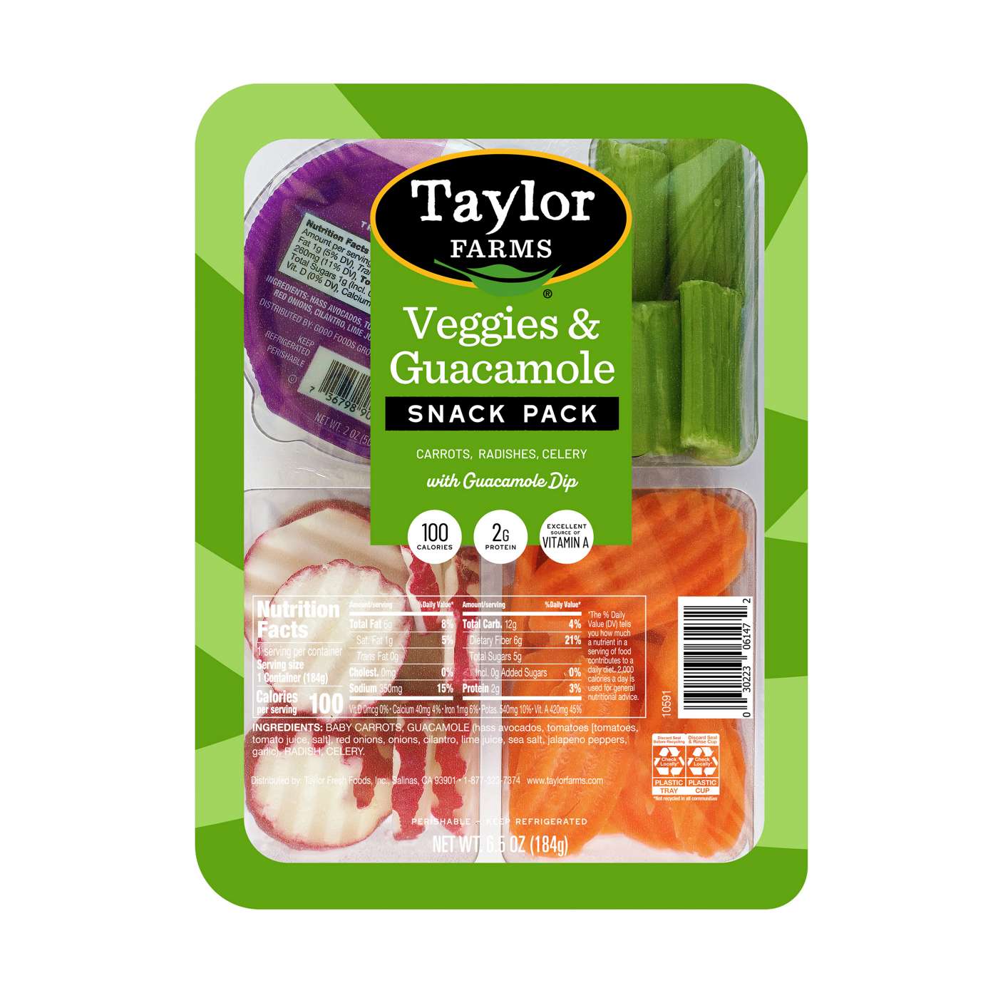 Taylor Farms Veggies & Guacamole Snack Pack - Shop Snack trays at H-E-B