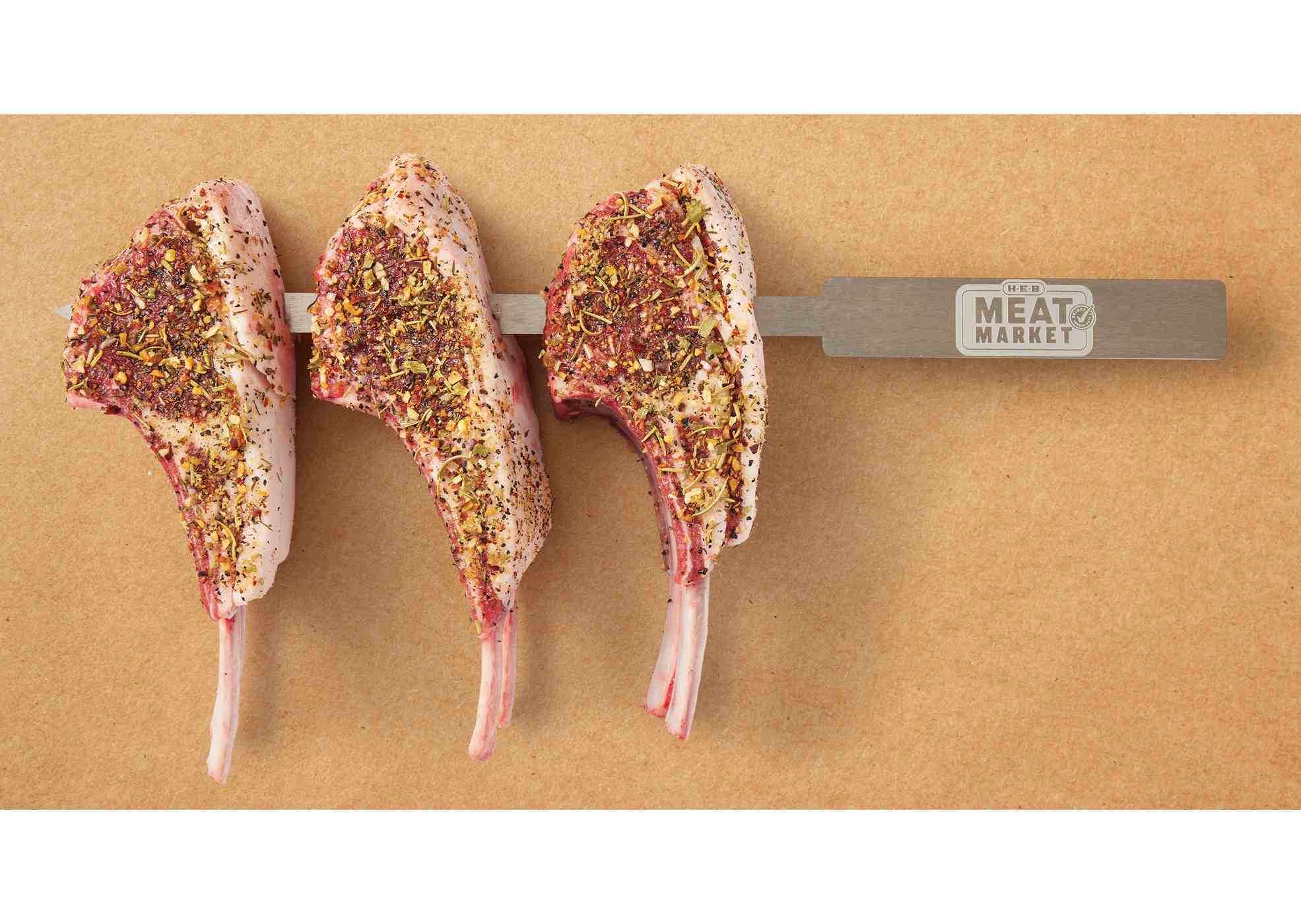 H-E-B Meat Market Seasoned Natural Lamb Rib Chops Skewer - Texas Prime ...
