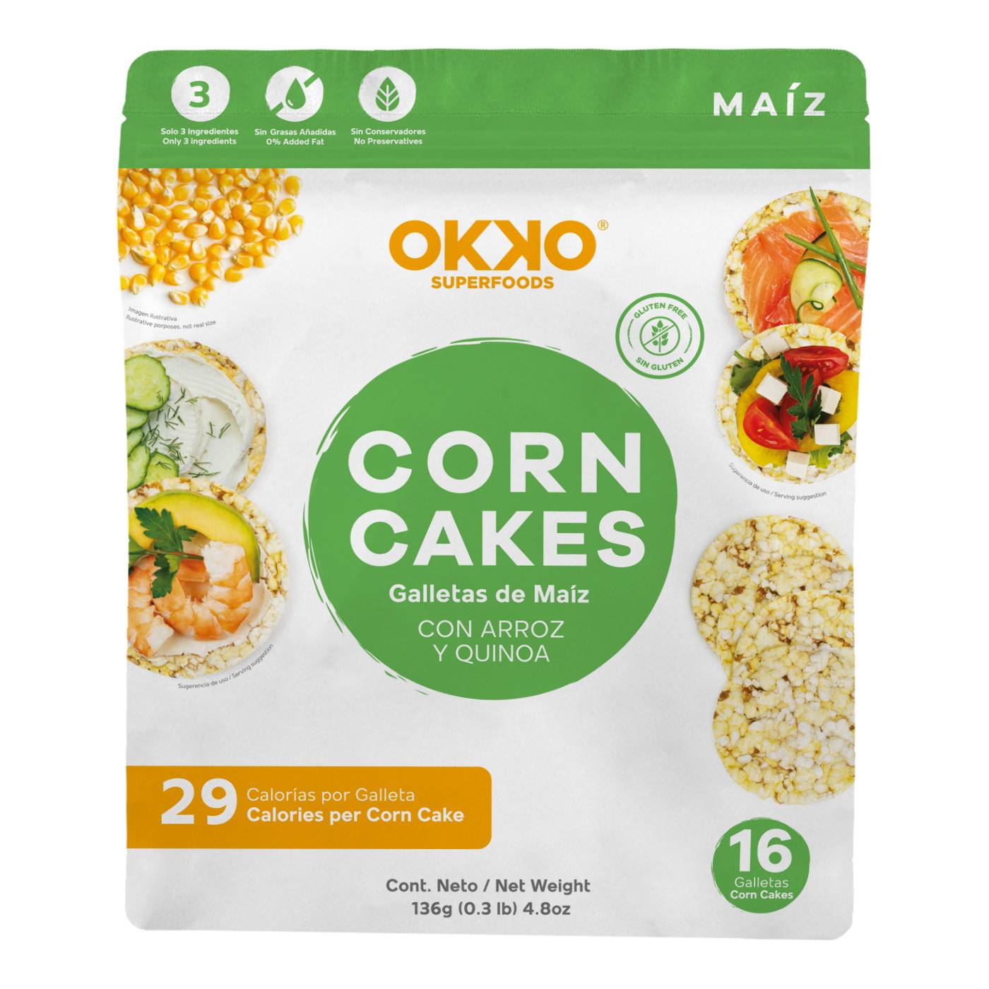 OKKO Super Foods Corn Rice Cakes - Shop Rice cakes at H-E-B