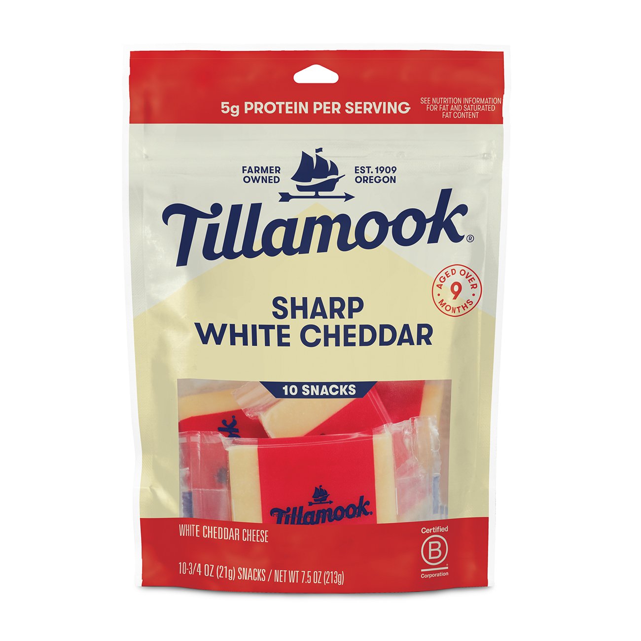 Tillamook Sharp White Cheddar Cheese Snack Bars, 10 ct - Shop Cheese at ...