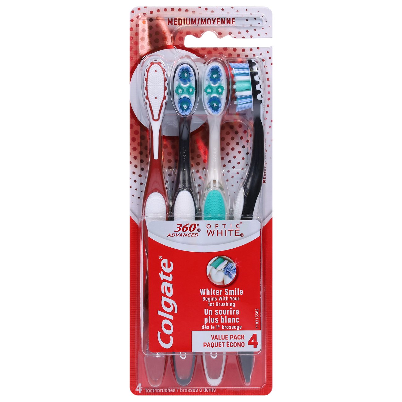 Colgate 360⁰ Advanced Optic White Toothbrushes - Medium - Shop ...