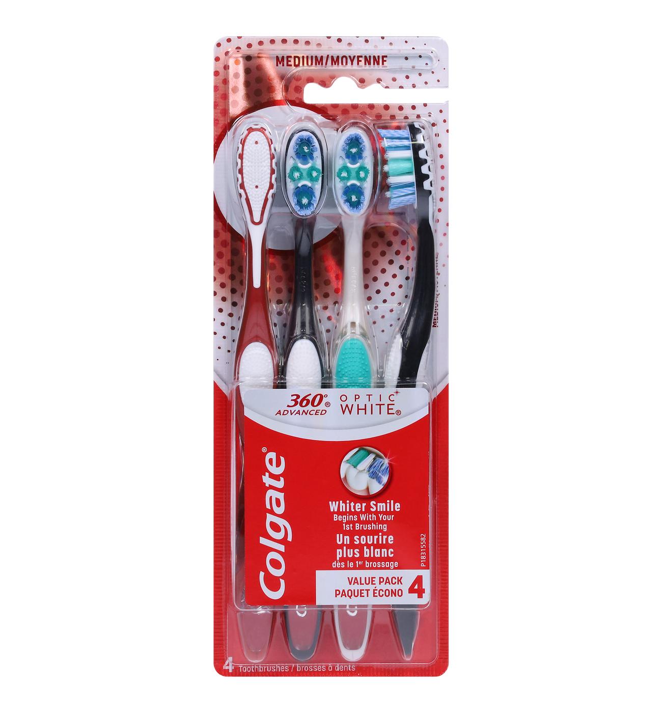 Colgate 360⁰ Advanced Optic White Toothbrushes - Medium - Shop ...