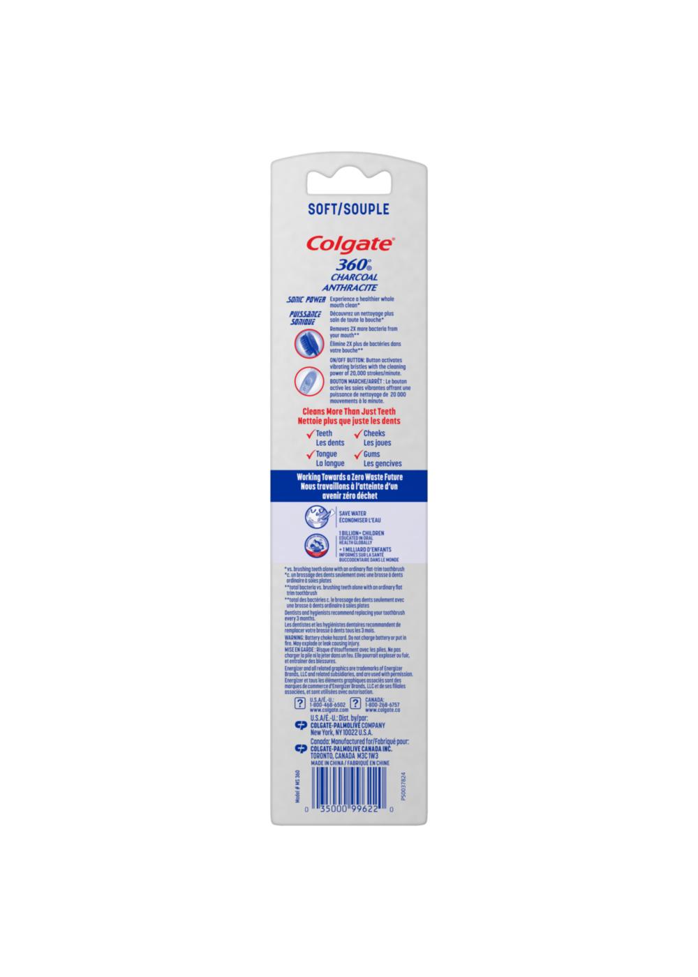 Colgate 360° Charcoal Sonic Power Toothbrushes - Soft - Shop ...