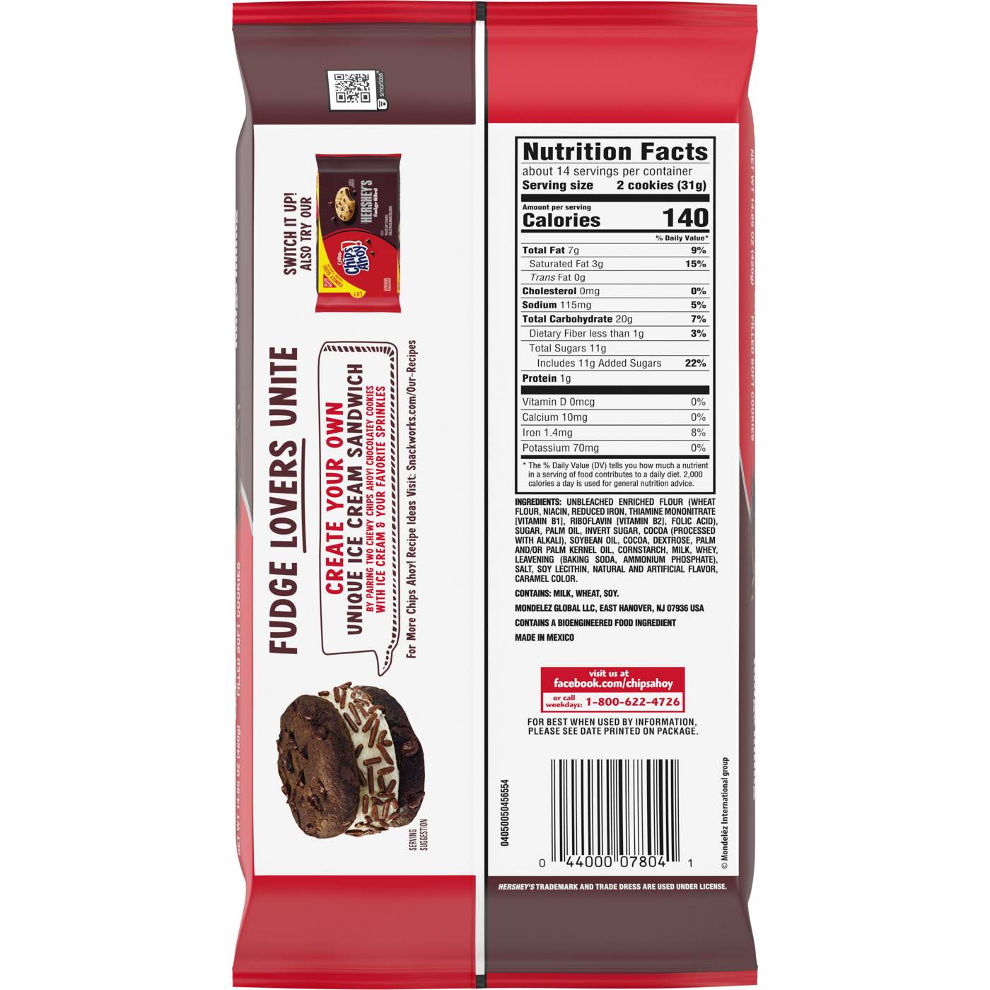 Chips Ahoy! Chewy Chocolatey Hershey's Fudge Filled Soft Chocolate Chip ...