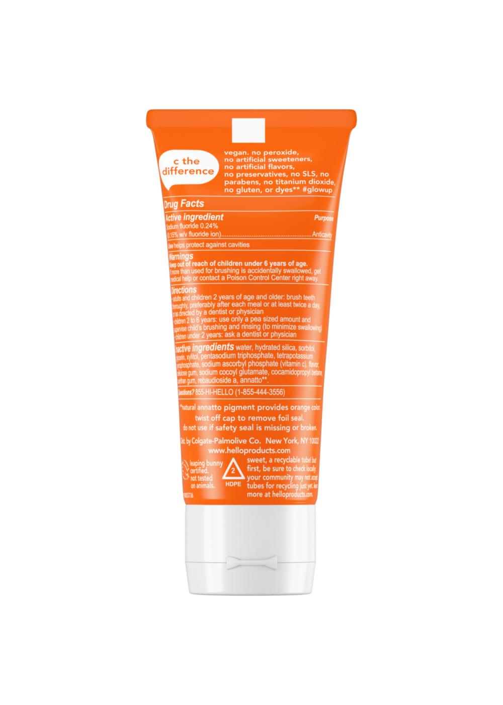 hello Vitamin C Whitening Fluoride Toothpaste - Natural Peppermint ...