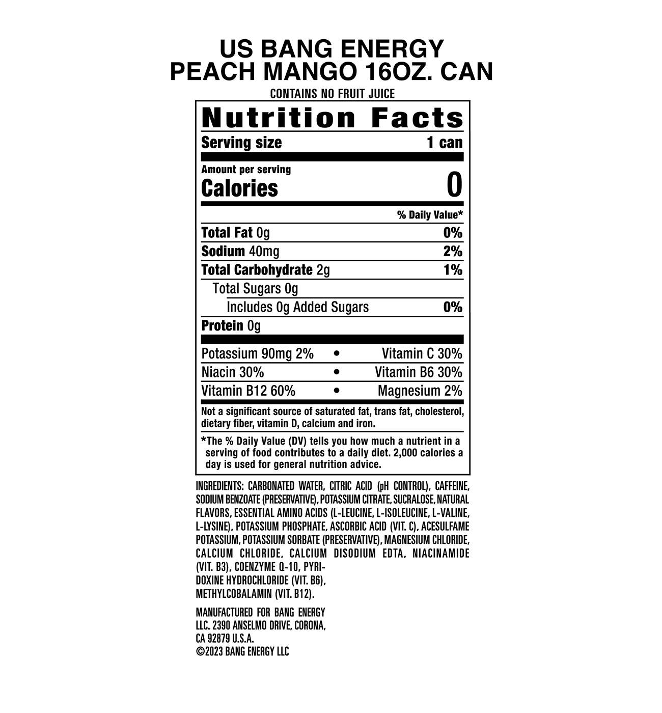 Bang Energy Drinks 4 pk Cans - Peach Mango - Shop Sports & energy ...