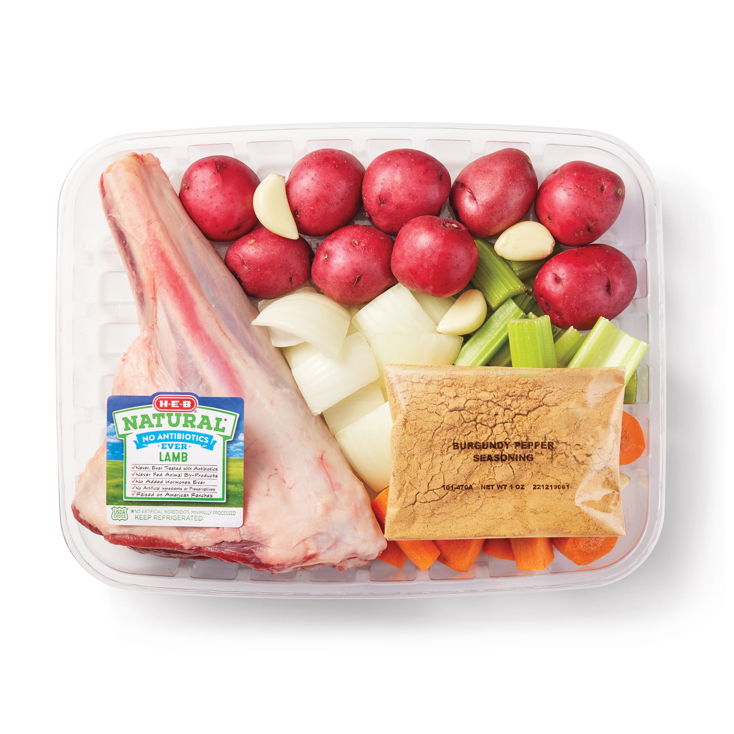 H-E-B Natural Lamb Braise Kit - Bone-In Burgundy Lamb Shank ...