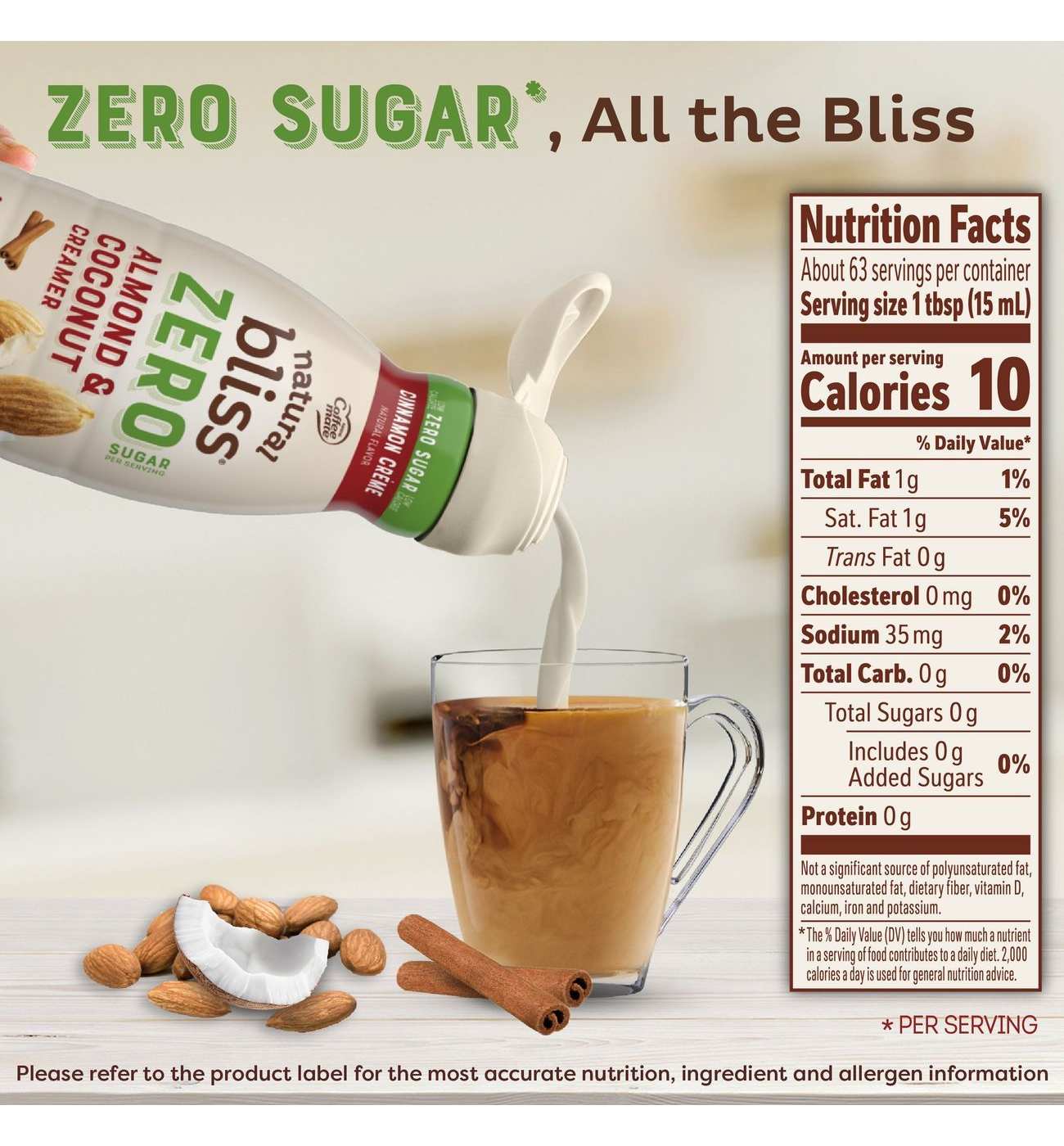 Nestle Coffee Mate Natural Bliss Zero Sugar Almond & Coconut Coffee ...