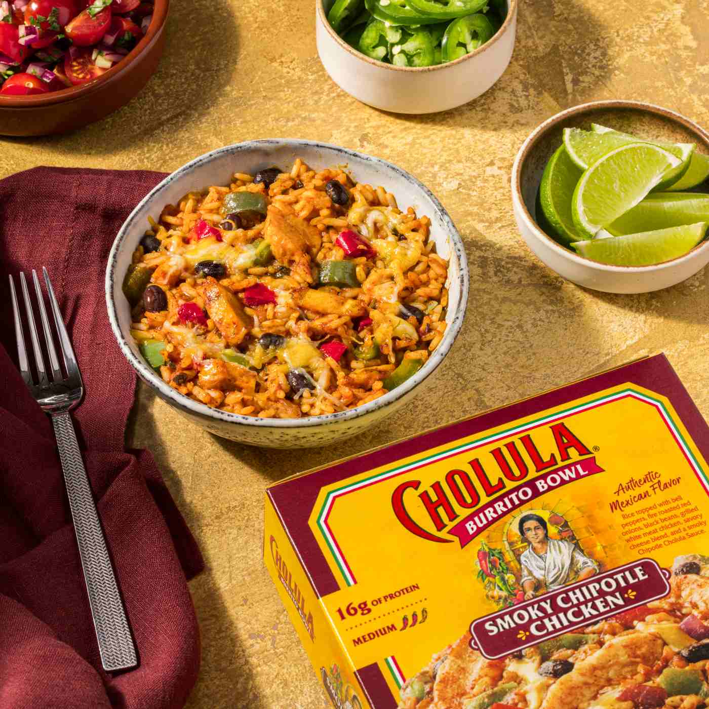 Cholula Smoky Chipotle Chicken Frozen Burrito Bowl Shop Entrees And Sides At H E B