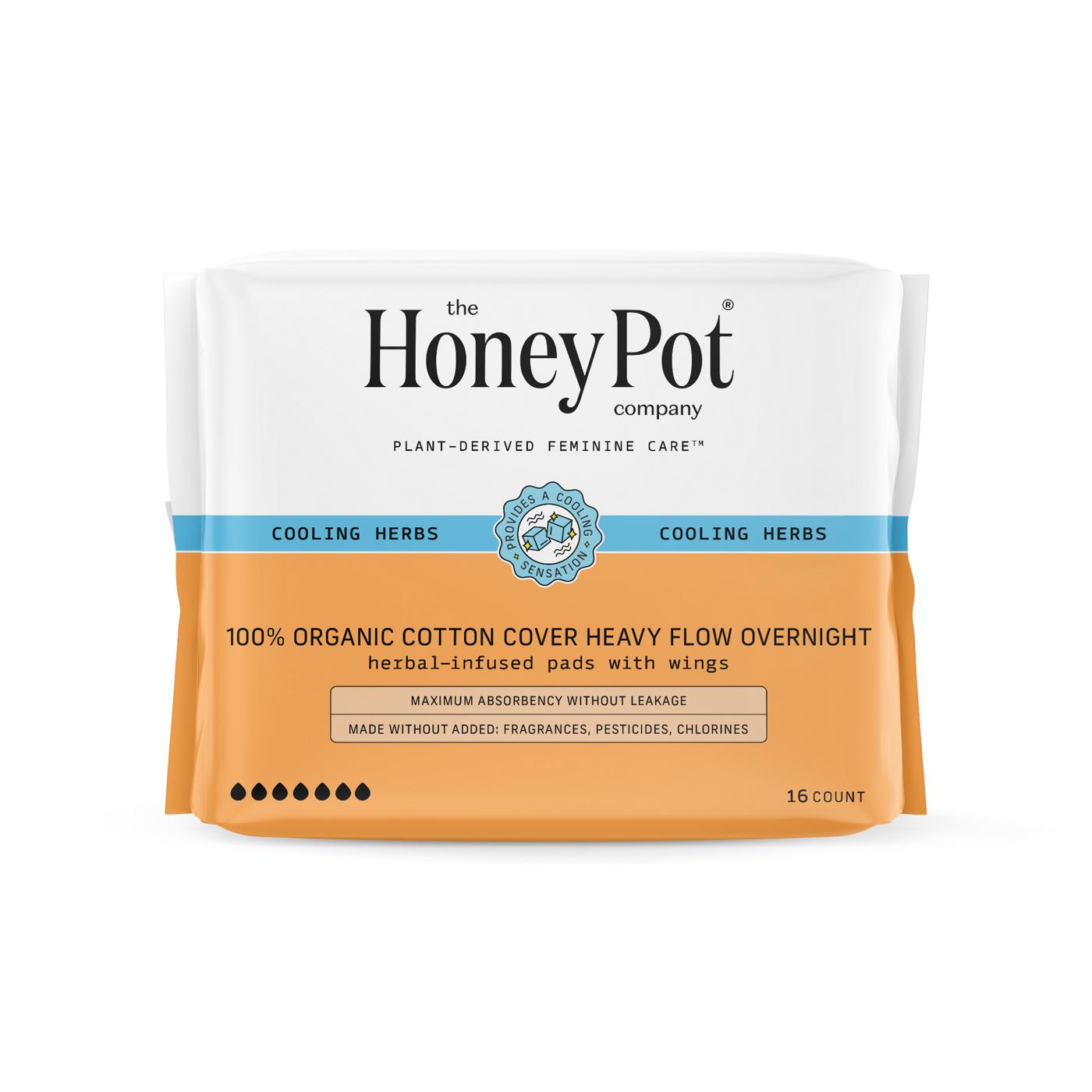 The Honey Pot 100% Organic Cotton Cover Heavy Flow Overnight Pads ...