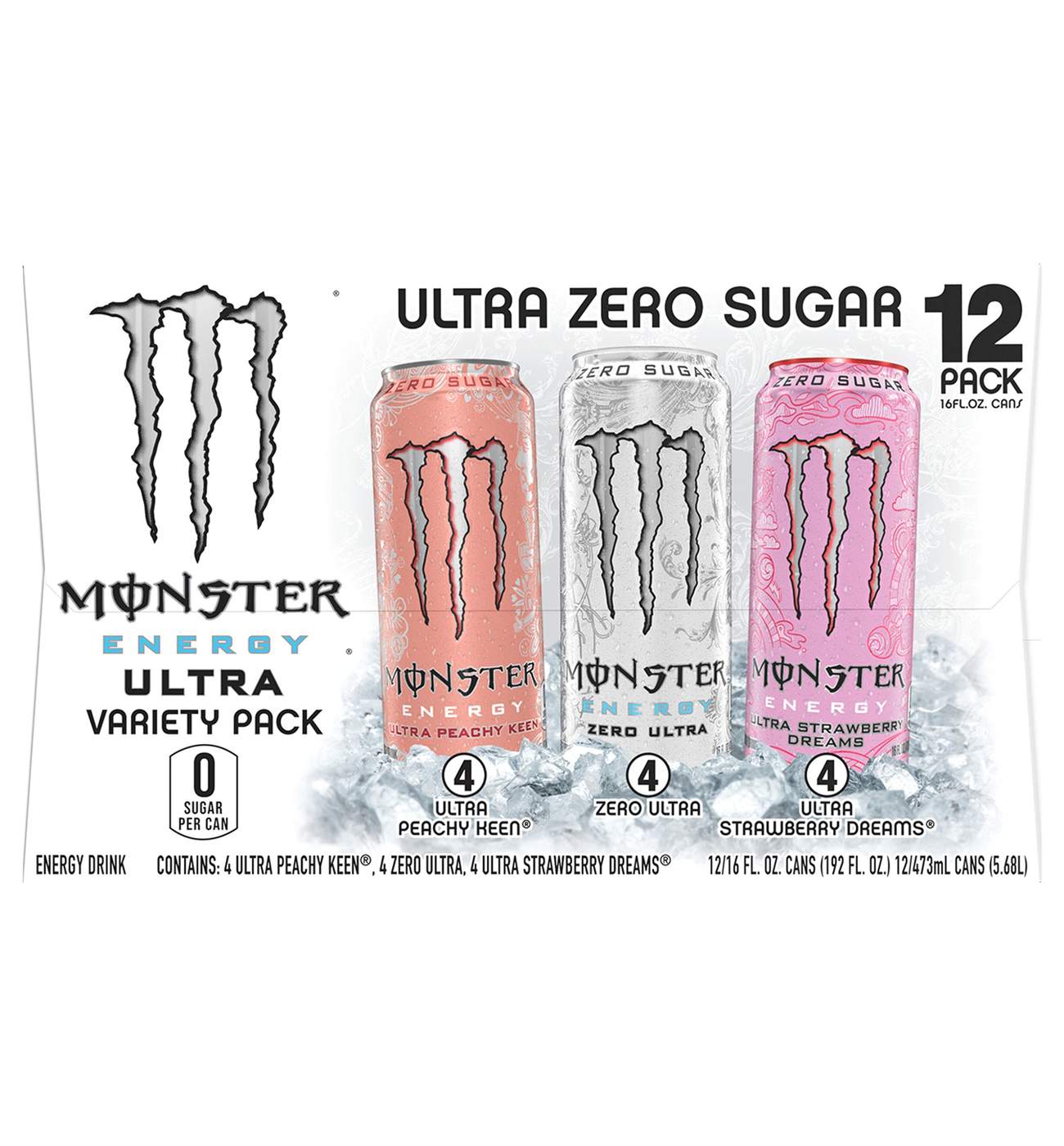 Monster Energy Ultra Zero Sugar Energy Drink Variety 12 pk Cans - Shop ...