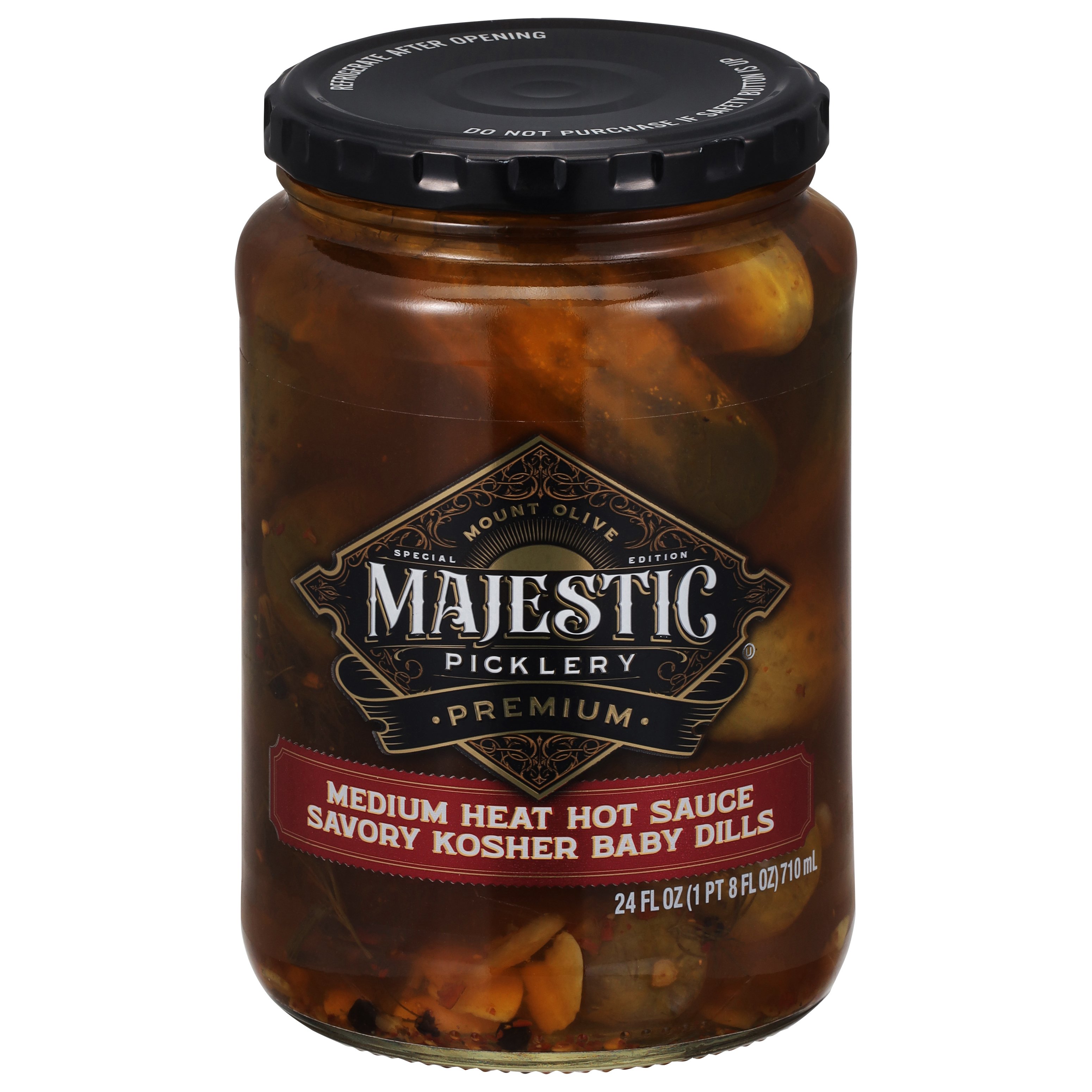 Mount Olive Majestic Picklery Premium Medium Heat Hot Sauce Savory Kosher Baby Dills - Shop ...