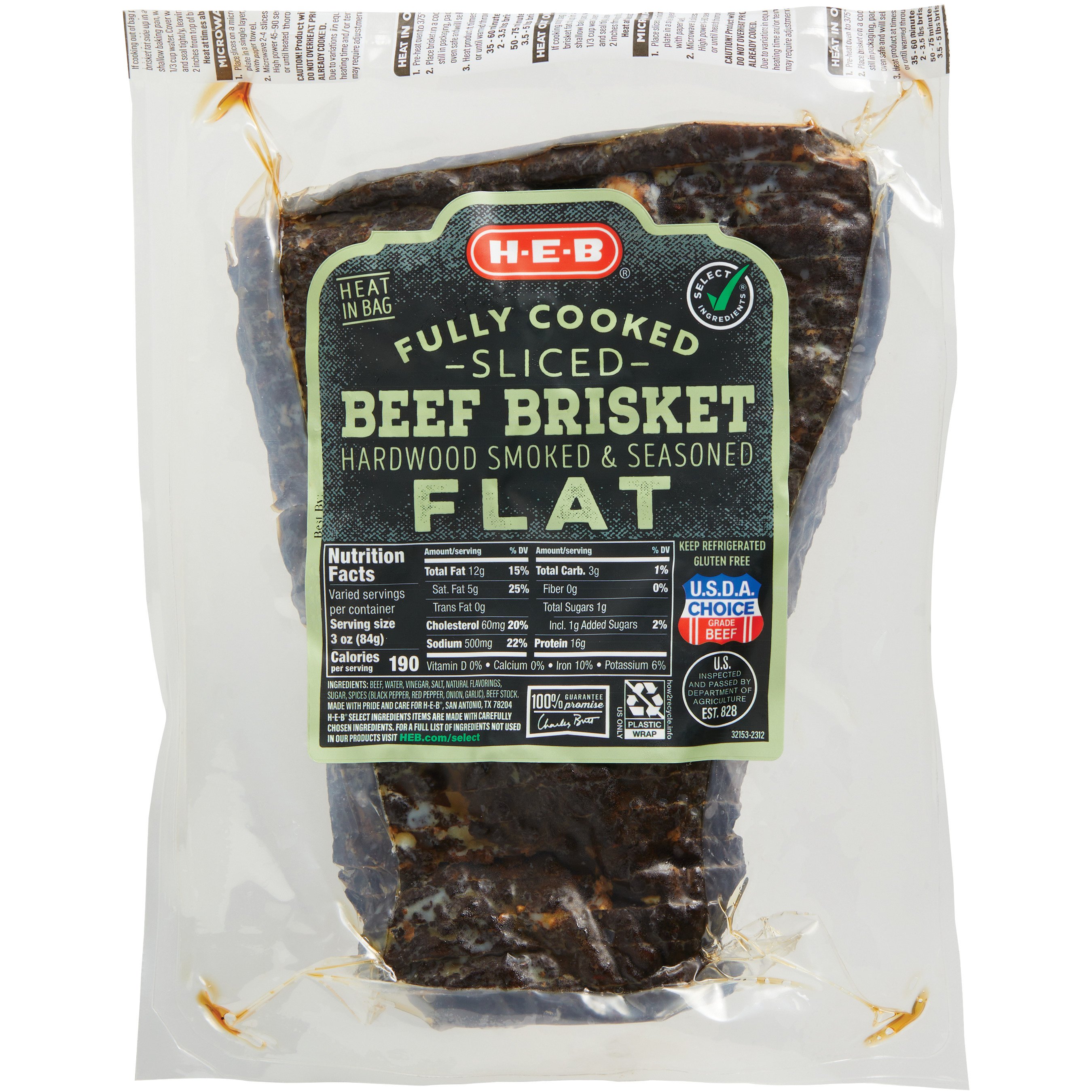 H-E-B Fully Cooked Seasoned Sliced Beef Brisket Flat - Shop Beef at H-E-B