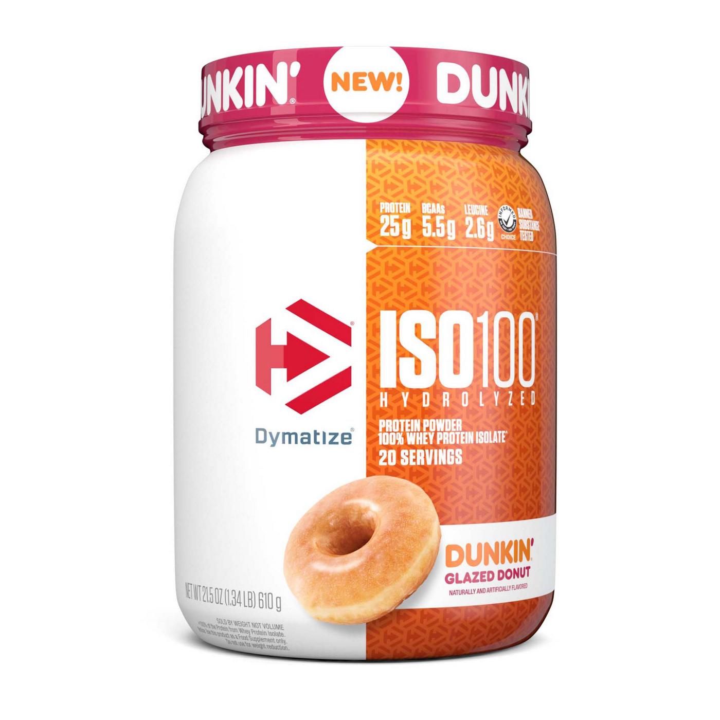 Dymatize ISO100 Hydrolyzed Whey 25g Protein Powder - Dunkin' Glazed ...