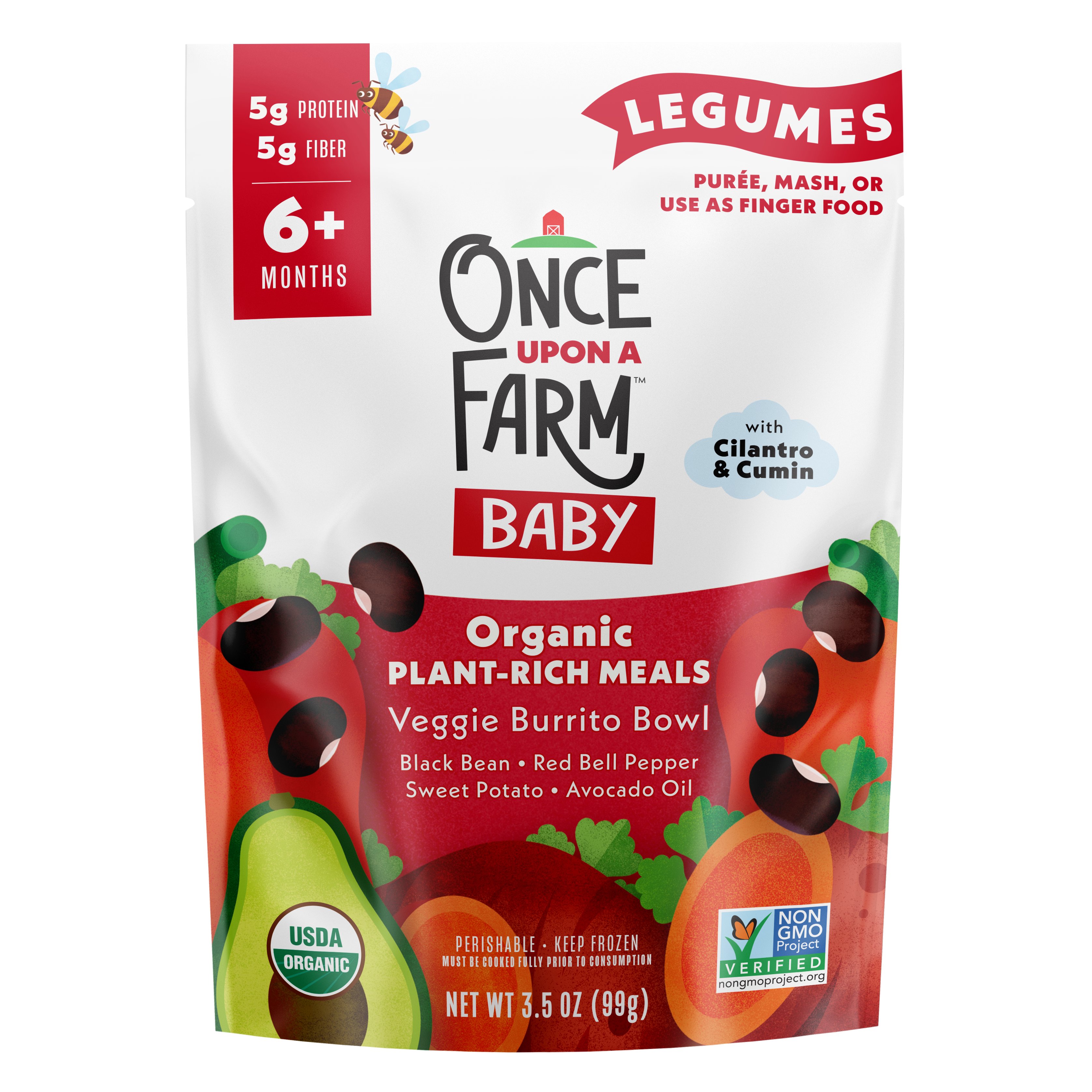 Once Upon a Farm Organic Plant-Rich Frozen Meal - Veggie Burrito Bowl ...