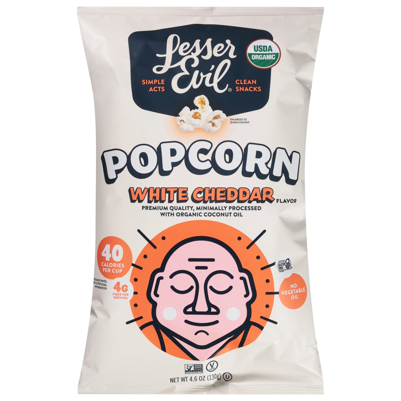 LesserEvil Organic Popped Popcorn - White Cheddar - Shop Popcorn at H-E-B