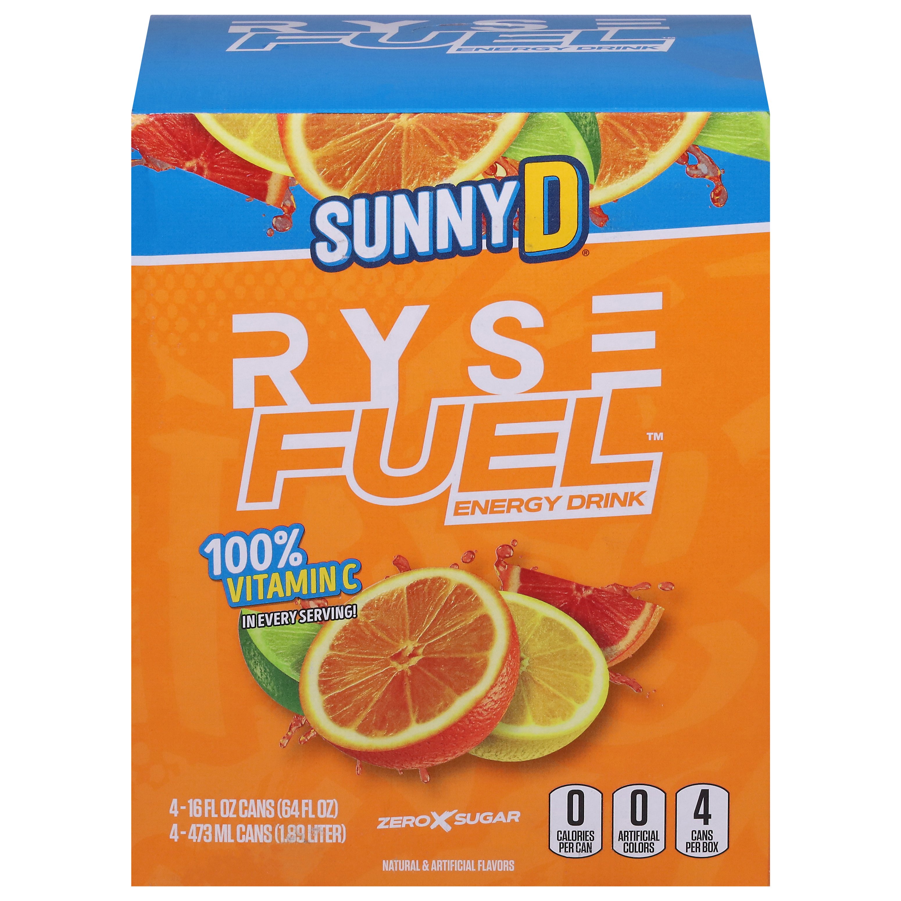 Ryse Fuel Zero Sugar Energy Drink 4 pk Cans - SunnyD - Shop Sports ...