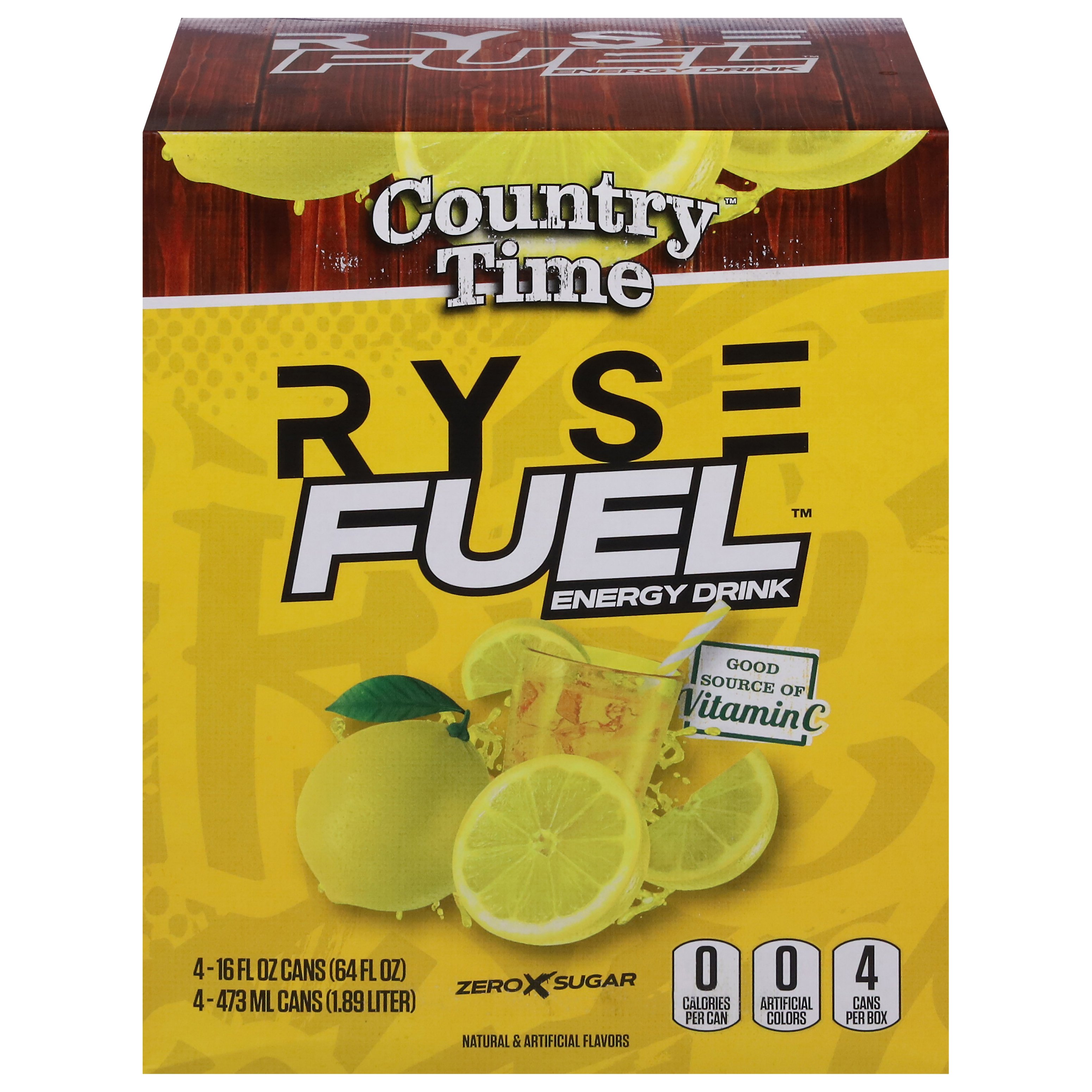 Ryse Fuel Zero Sugar Energy Drinks - Country Time Lemonade 16 oz Cans ...