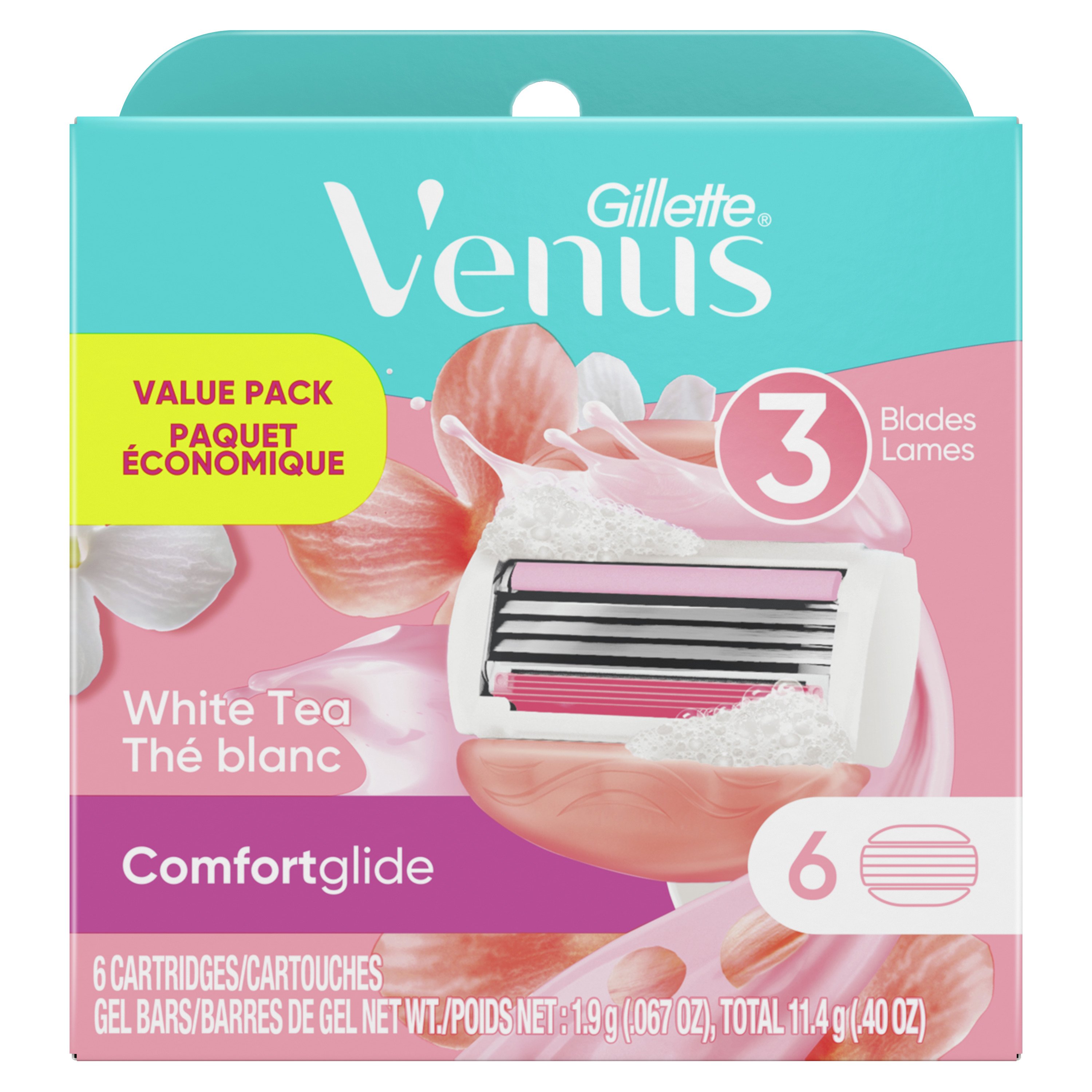 Gillette Venus Comfortglide White Tea Cartridges - Shop Razors & blades ...