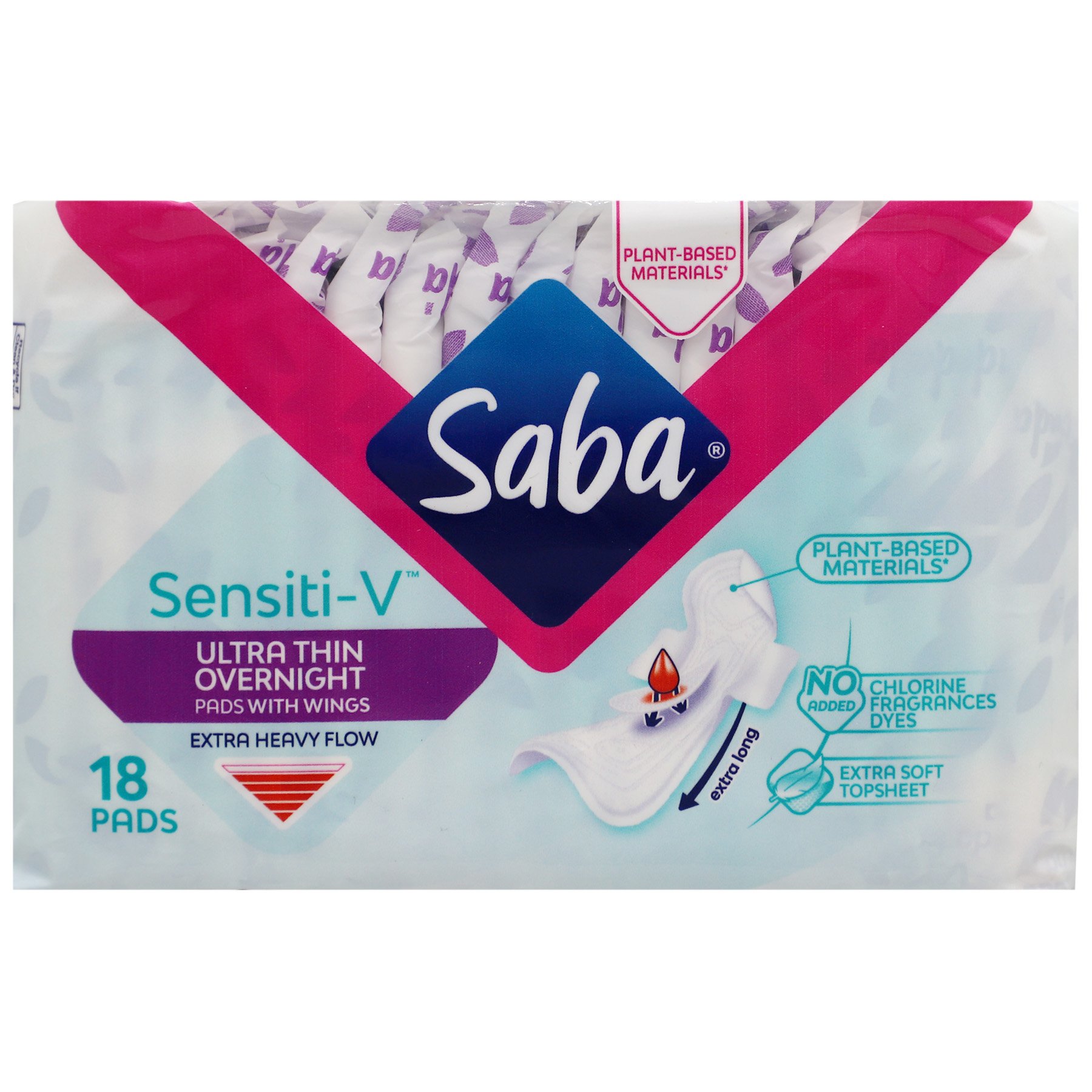 Saba Sensiti-V Overnight Pads With Wings - Ultra Thin - Shop Pads ...