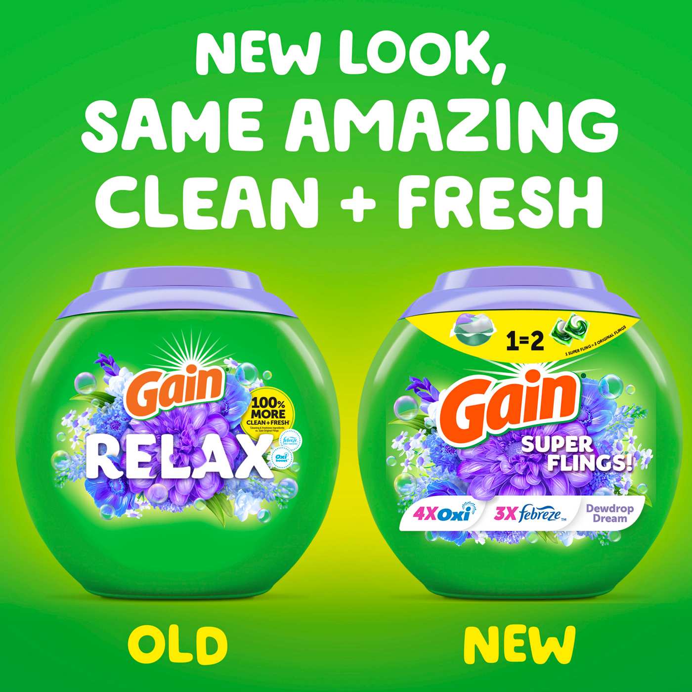 Gain Super Sized Flings! Relax HE Laundry Detergent Pacs - Dewdrop ...