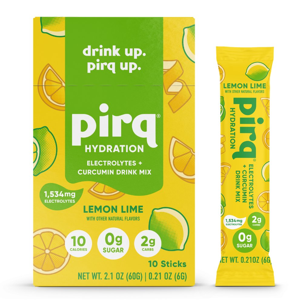 Pirq Hydration Electrolytes + Curcumin Drink Mix Stick Packs - Lemon ...