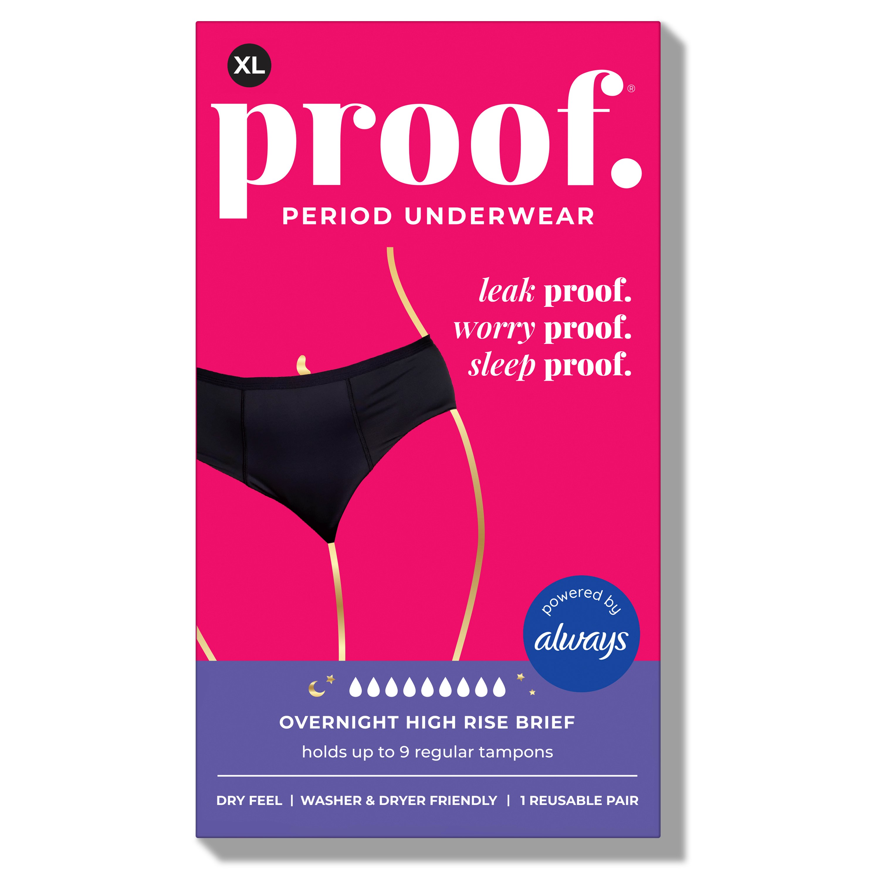 Proof Period Underwear Overnight High Rise Brief - XL - Shop Pads ...