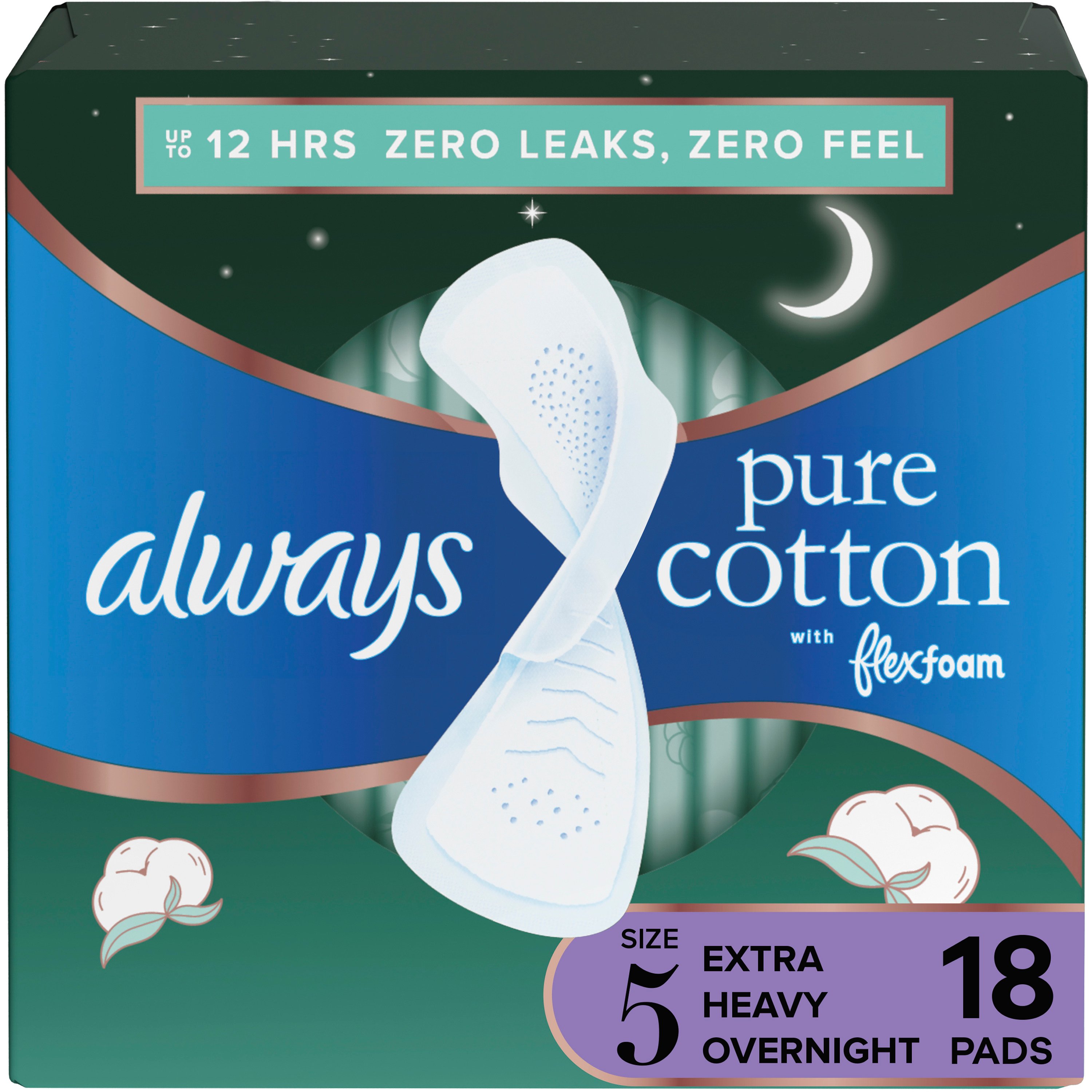 Always Pure Cotton FlexFoam Pads Size 5 - Extra Heavy Overnight - Shop ...