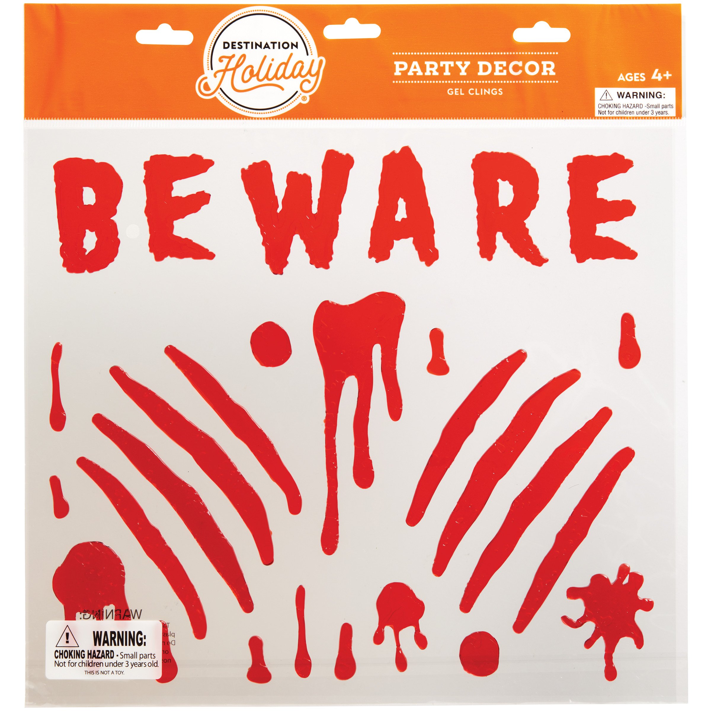 Destination Holiday Halloween Bloody Beware Window Gel Clings - Shop ...
