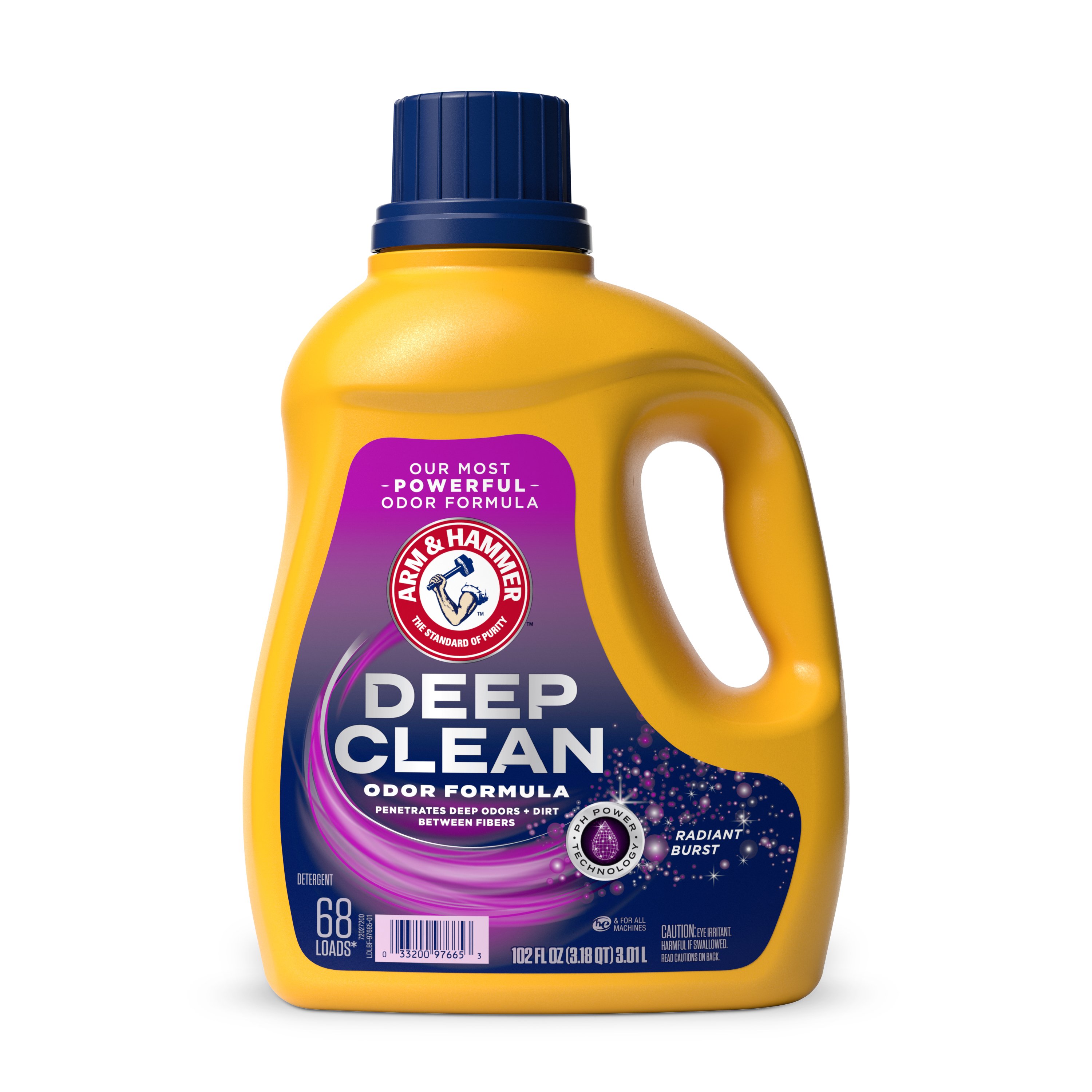 Arm & Hammer Deep Clean Odor HE Liquid Laundry Detergent, 68 Loads ...